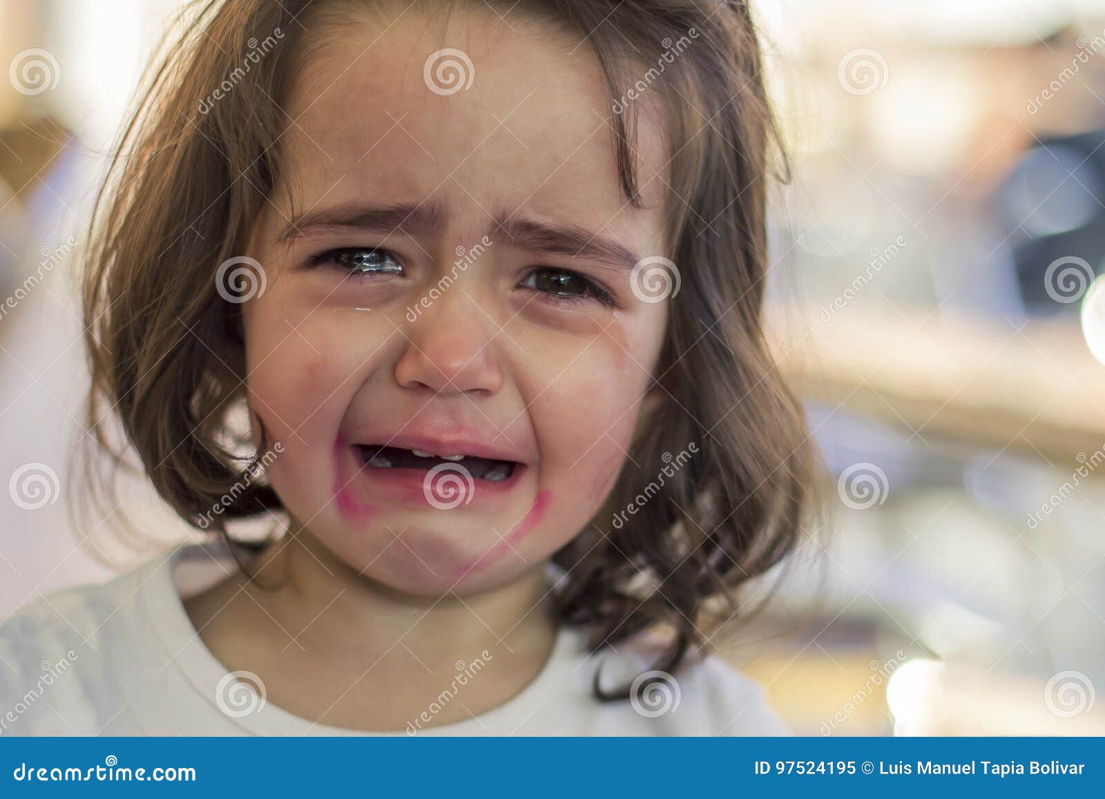 Little girl crying stock image. Image of fear, scared - 97524195