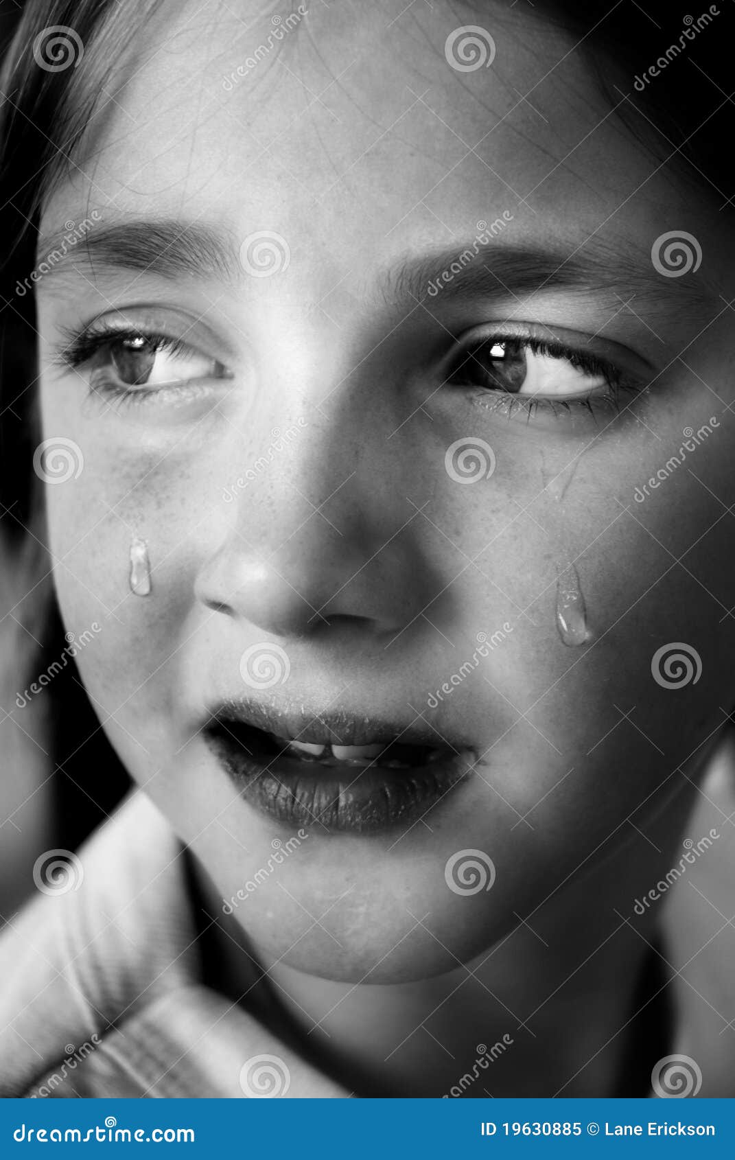 Little Girl Crying with Tears Stock Image - Image of drops, crying ...