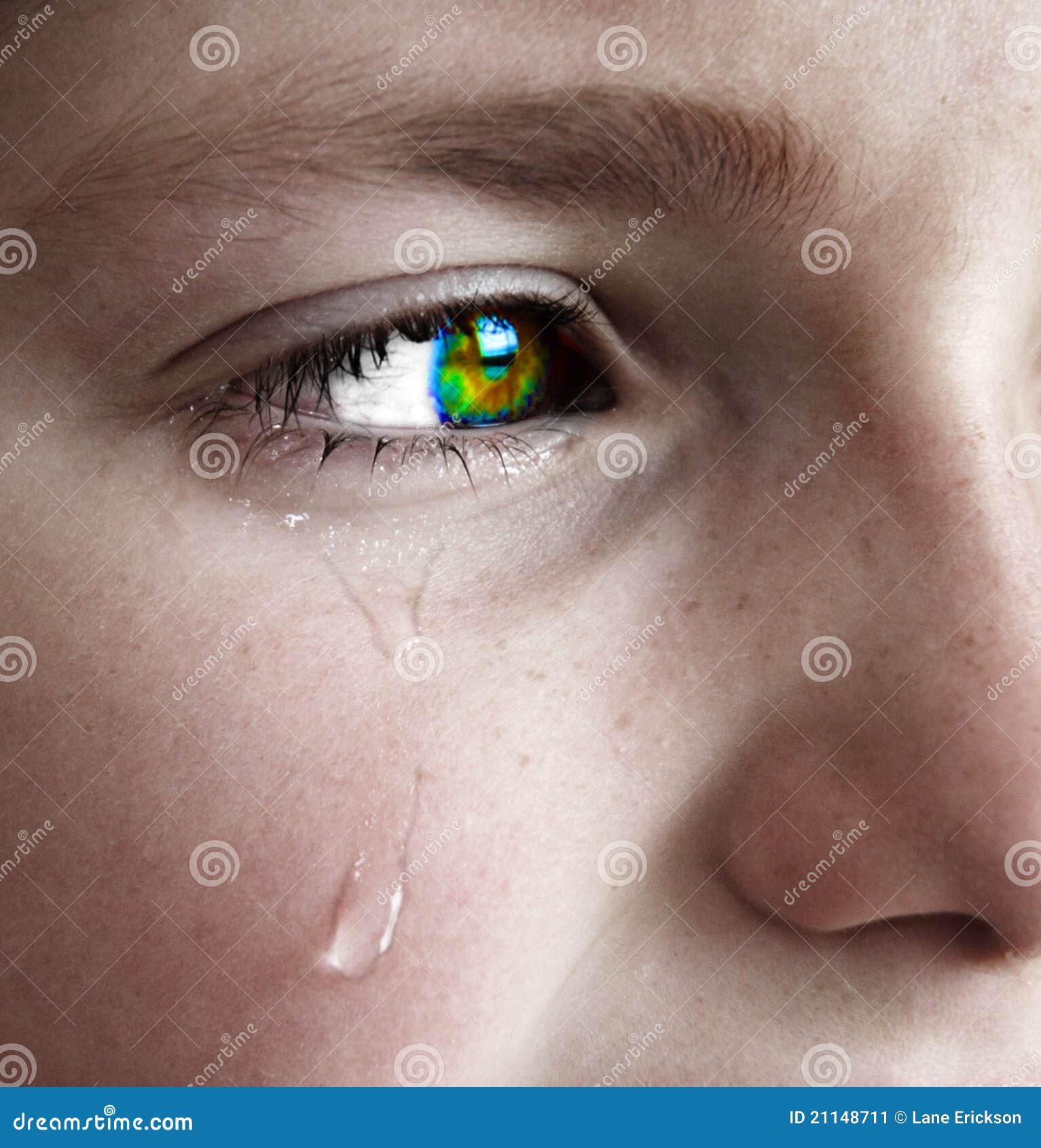 Little Girl Crying with Tears Stock Image - Image of cried, bitter ...
