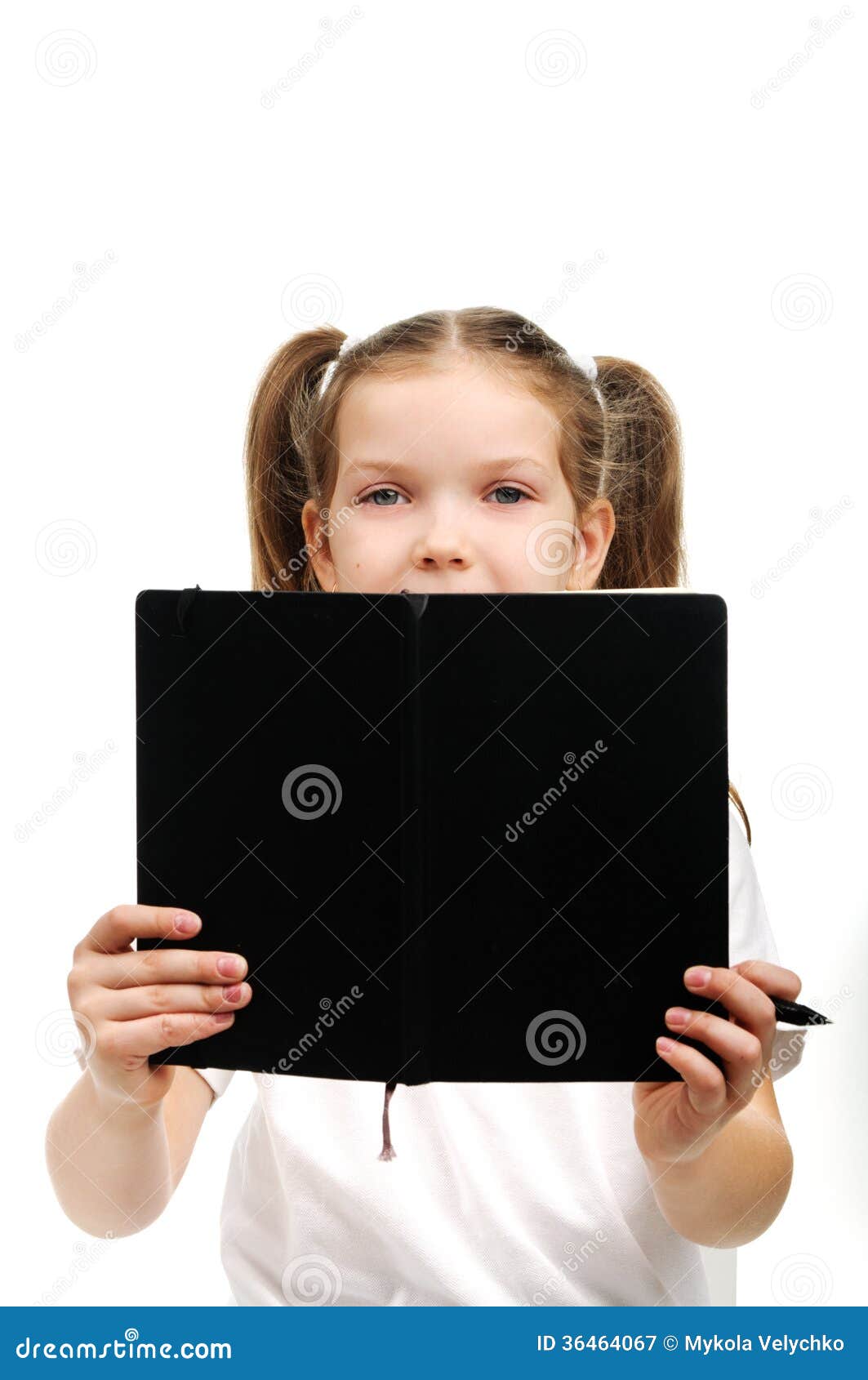 A little girl stock image. Image of girl, holding, notebook - 36464067