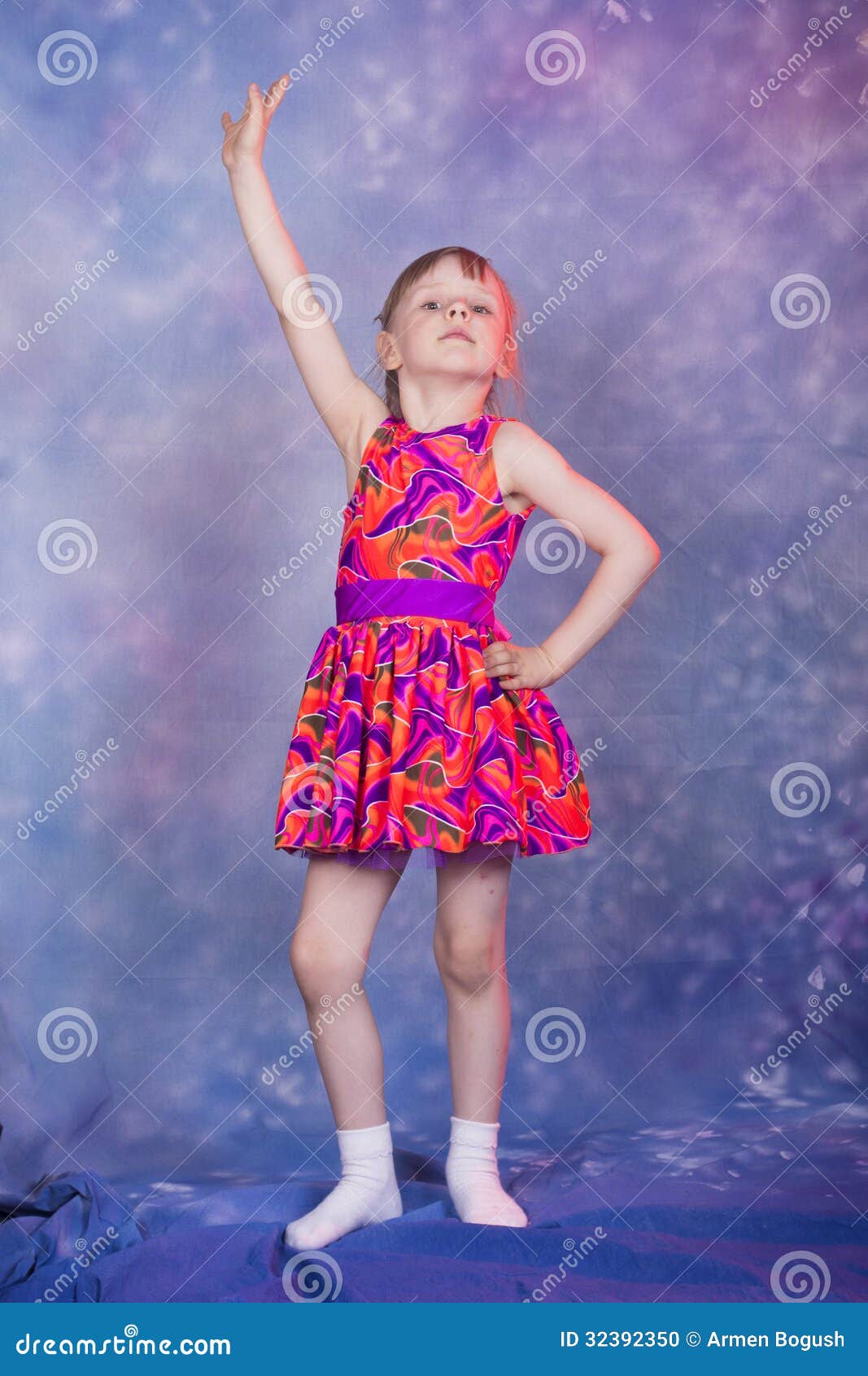 Little Girl Dancing in Colourfull Costume Stock Photo - Image of little ...