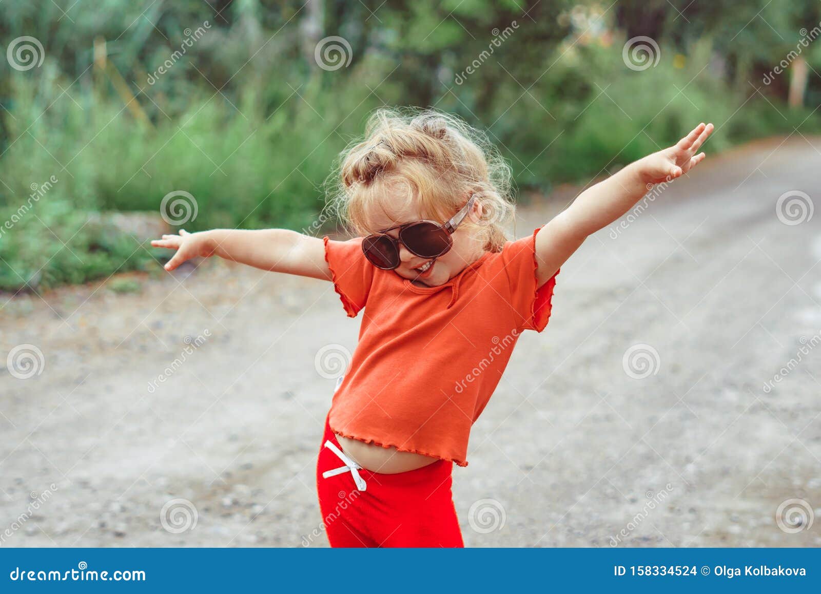 Little Girl Dancing in Glasses Stock Photo - Image of freedom, love ...