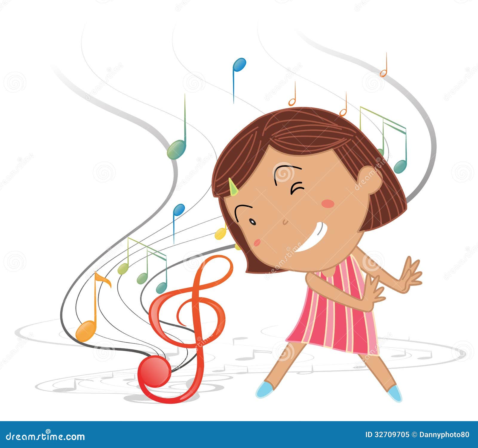 A Little Girl Dancing With Musical Notes Stock Vector - Illustration of ...