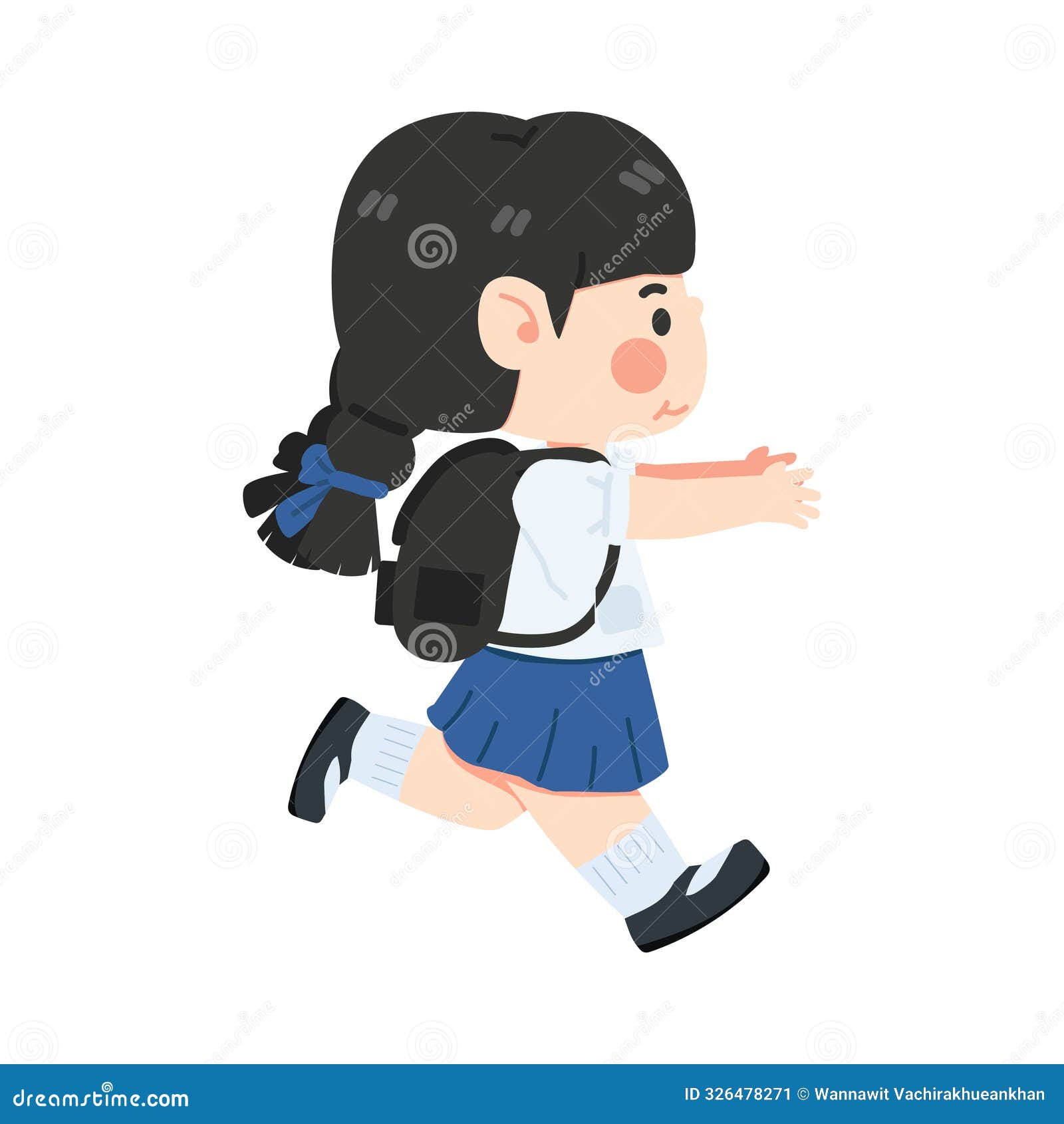 Little Girl Dashes Forward Quickly Stock Illustration - Illustration of ...