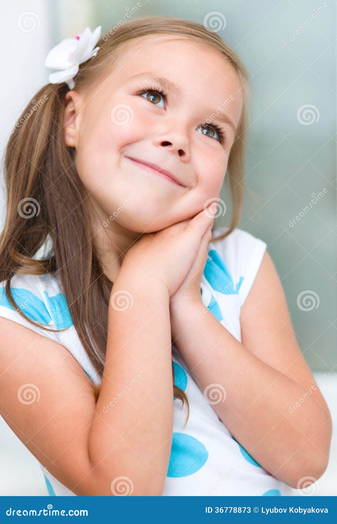 Little girl is daydreaming stock image. Image of smile - 36778873
