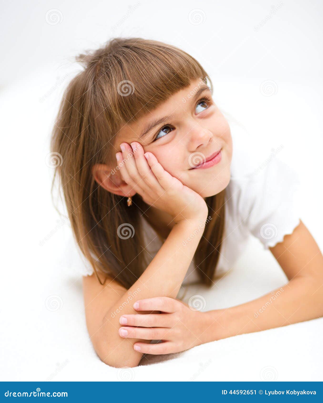 Little girl is daydreaming stock image. Image of expression - 44592651