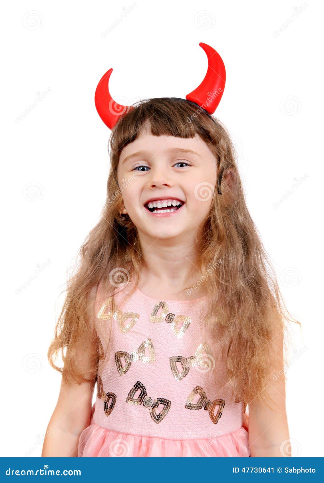 Little Girl with Devil Horns Stock Image - Image of portrait, glad ...