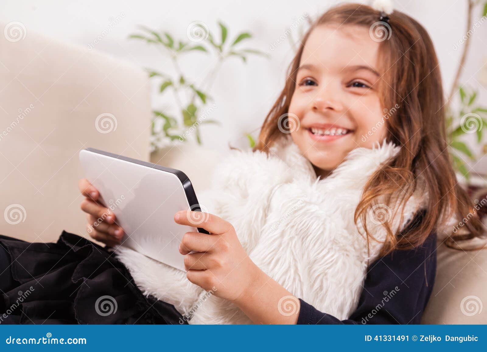 Little Girl with Digital Tablet Stock Image - Image of little ...