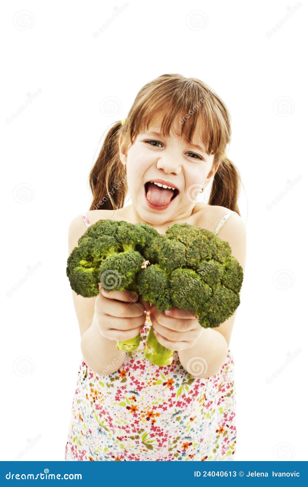 Little Girl Disgusted with Broccoli Stock Image - Image of horror ...
