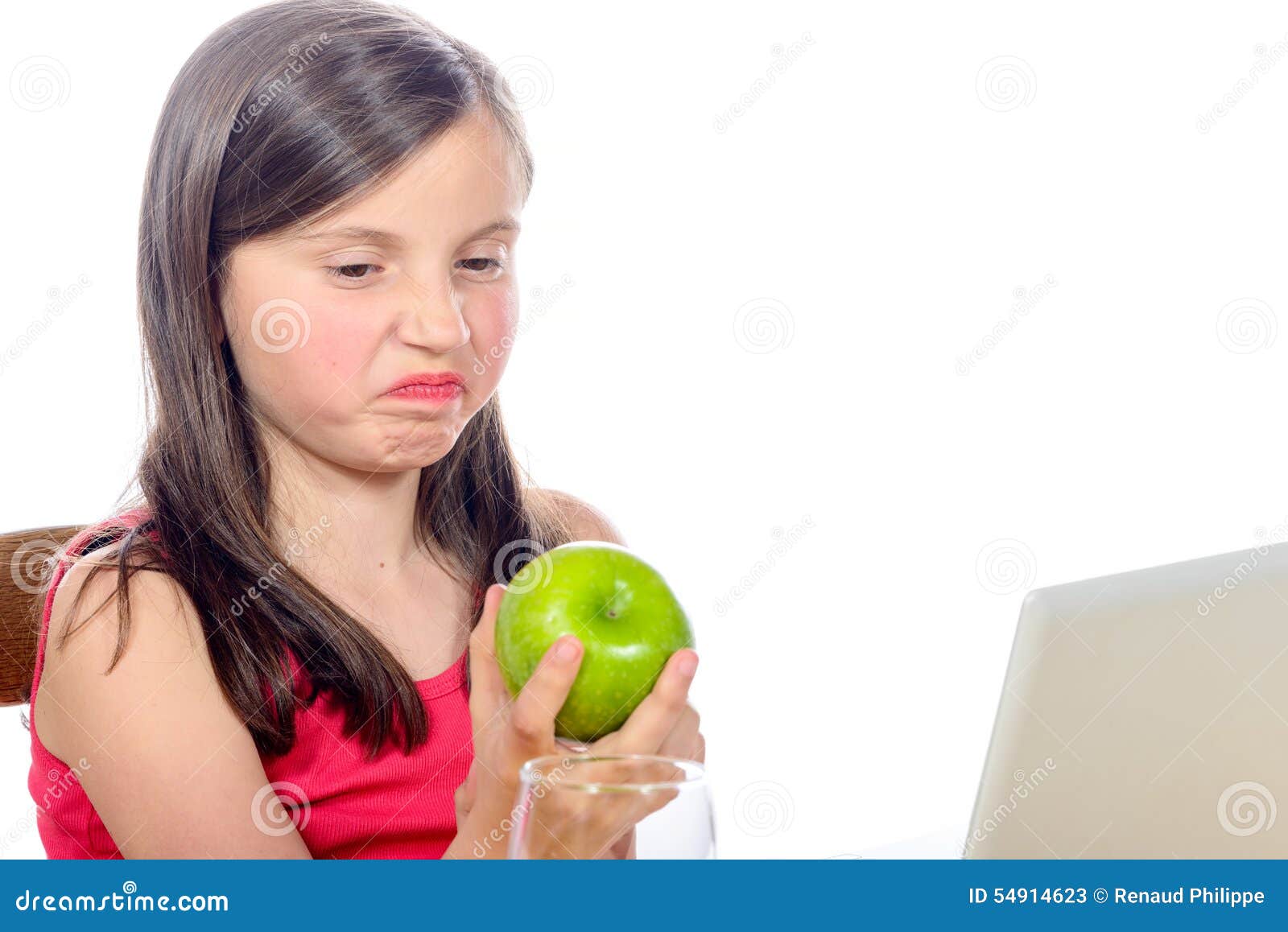 A Little Girl Does Not Like Apples Stock Image - Image of apple, biting ...