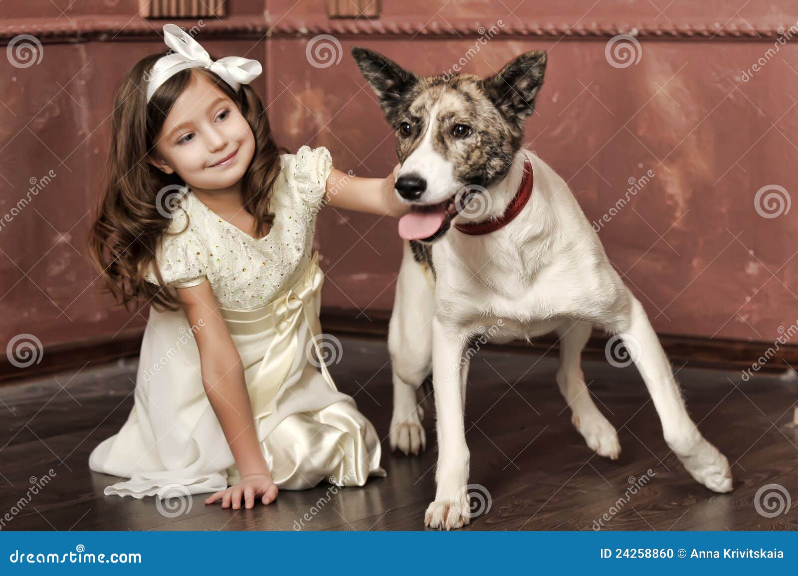 Little girl with dog stock photo. Image of human, expression - 24258860