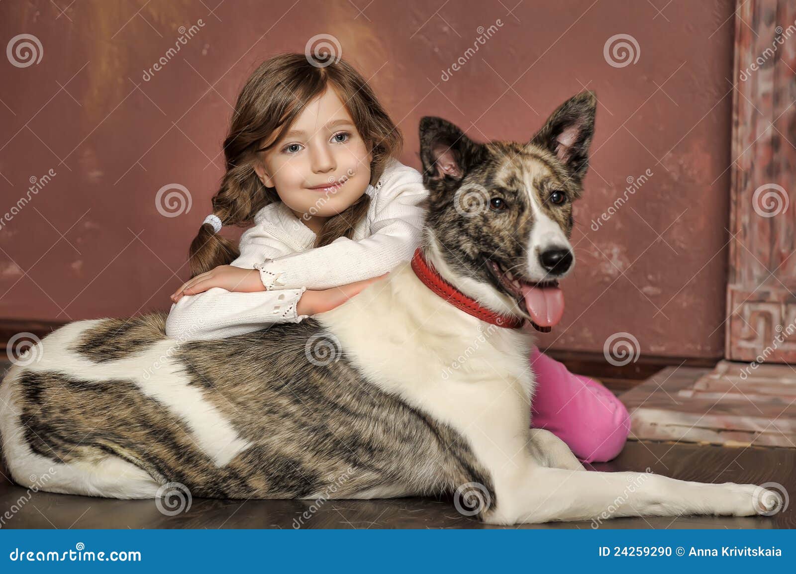 Little girl with dog stock photo. Image of expression - 24259290