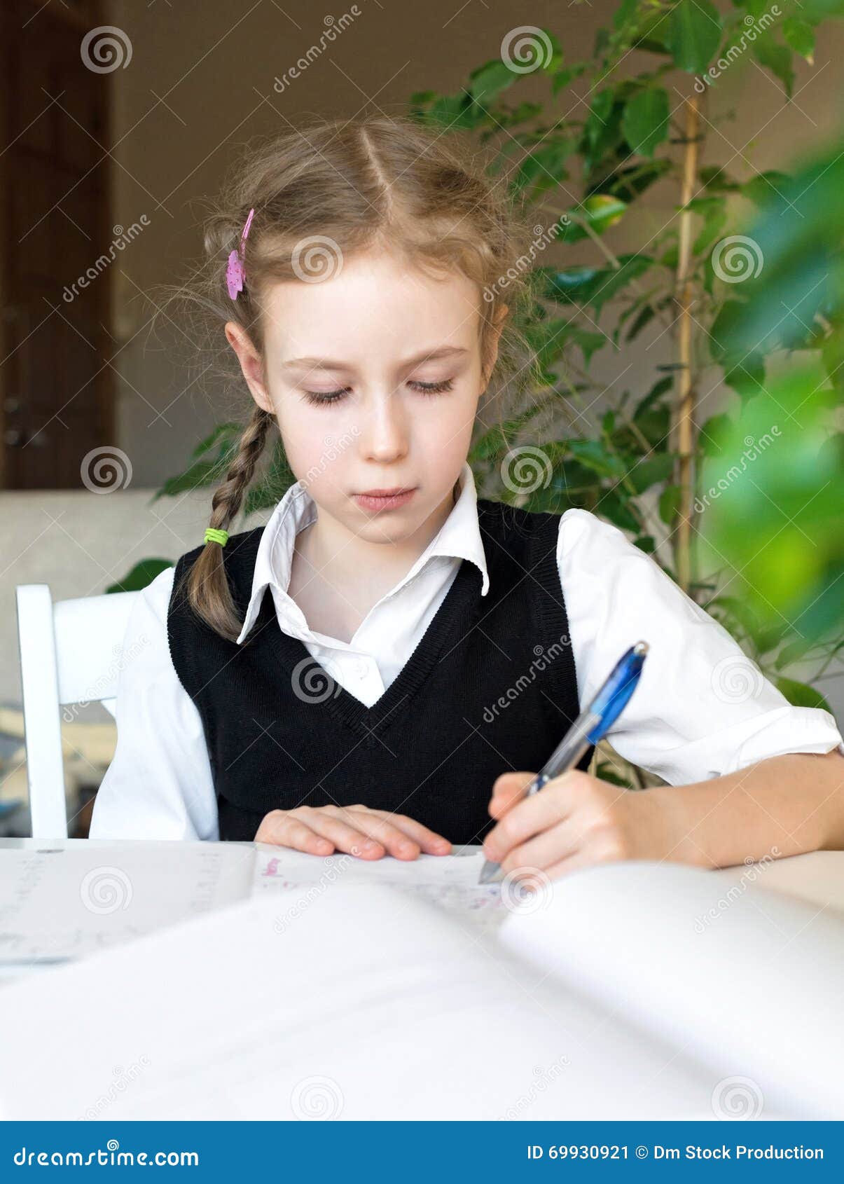 Little Girl Doing Her Homework. Stock Image - Image of homework, form ...