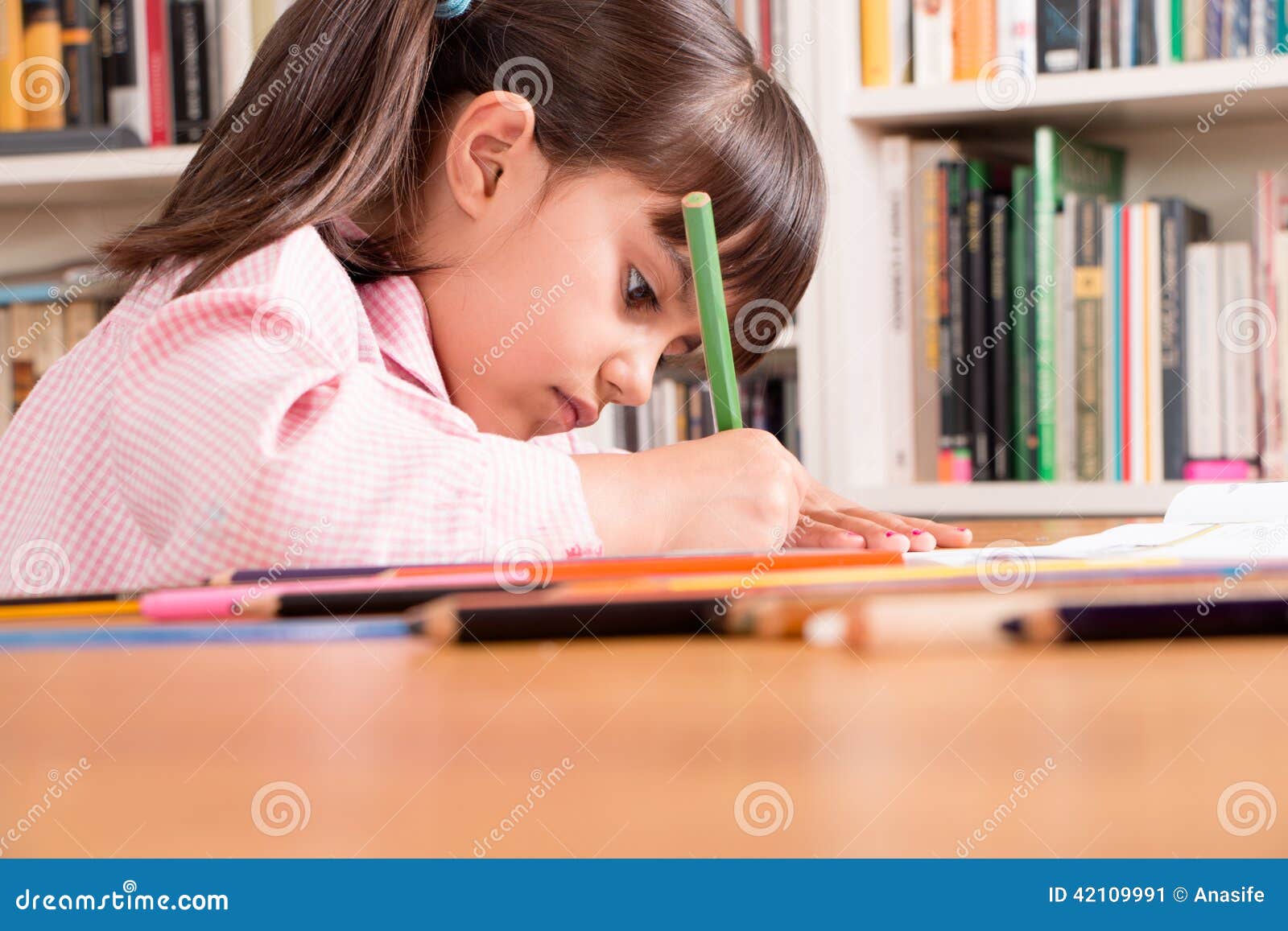Little girl doing homework stock image. Image of children - 42109991