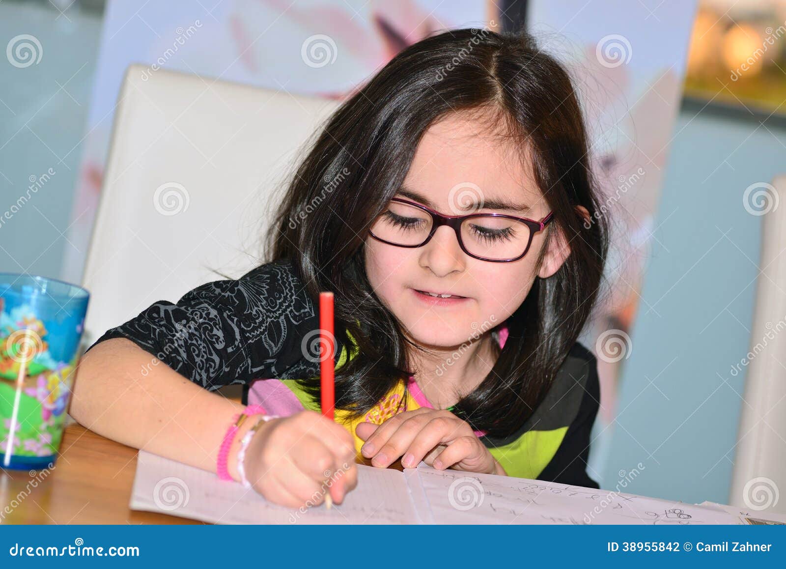 Little girl doing homework stock photo. Image of education - 38955842
