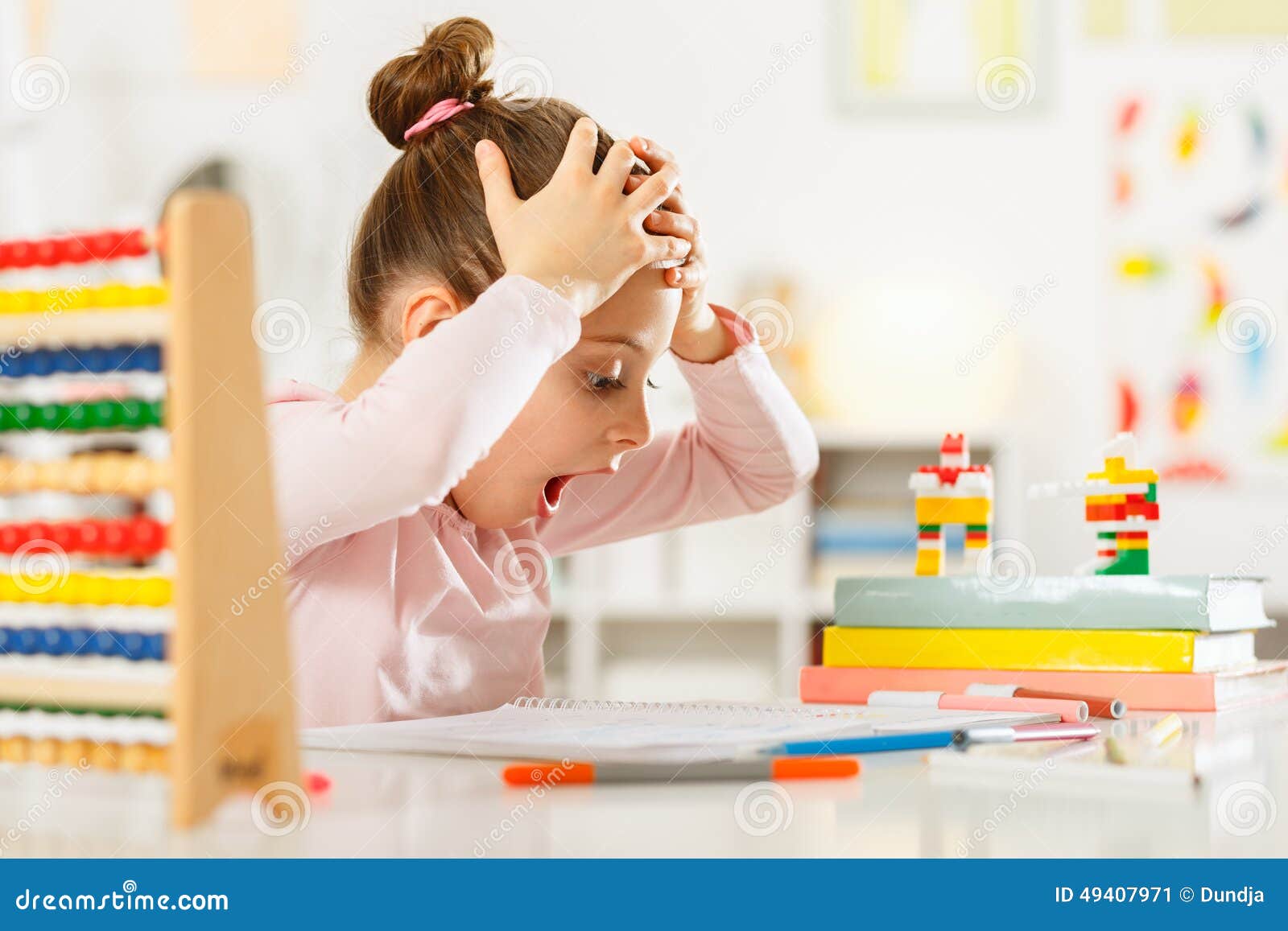 Little Girl Is Doing Homework. Royalty-Free Stock Photography ...
