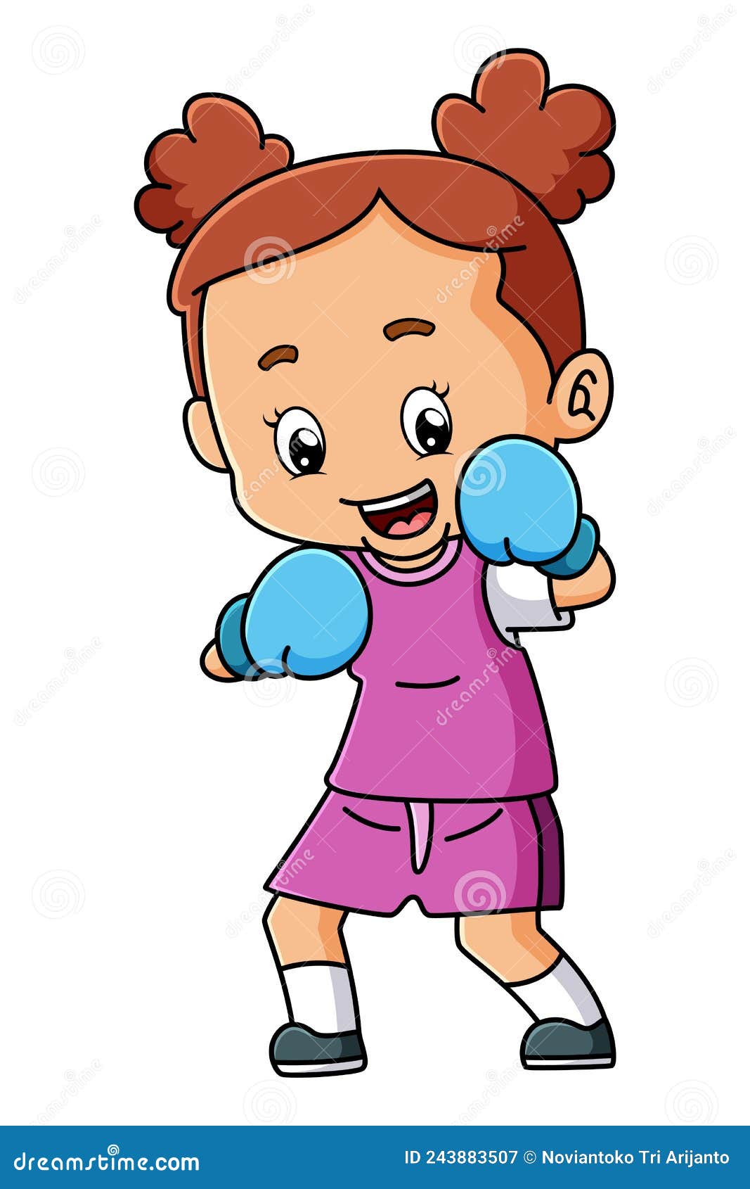The Little Girl is Doing the Practice Boxing Stock Vector ...