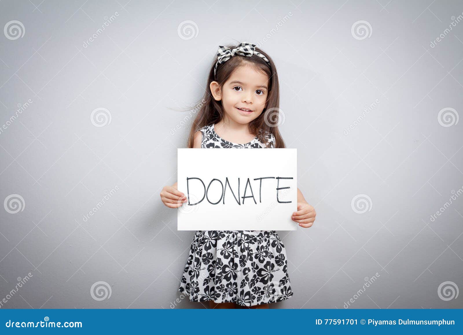 Little Girl with Donations Sign Stock Image - Image of attractive ...