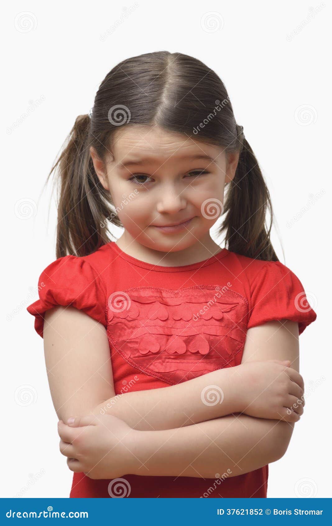 Little Girl with a Doubtful Expression Stock Photo - Image of crossed ...