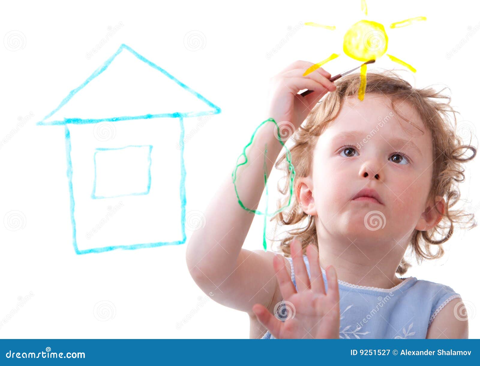 Little Girl Drawing stock image. Image of cute, primary - 9251527