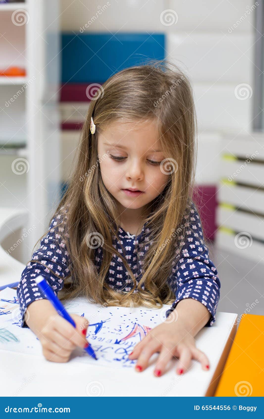 Little girl drawing stock photo. Image of drawing, childhood - 65544556