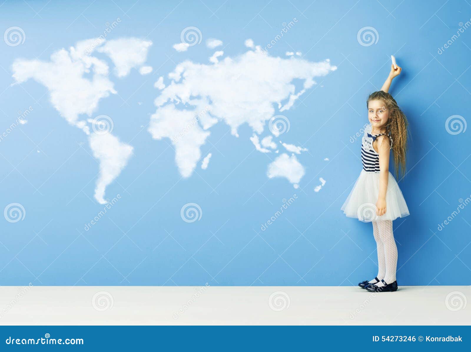 Little Girl Drawing a World Map Stock Photo - Image of learn ...
