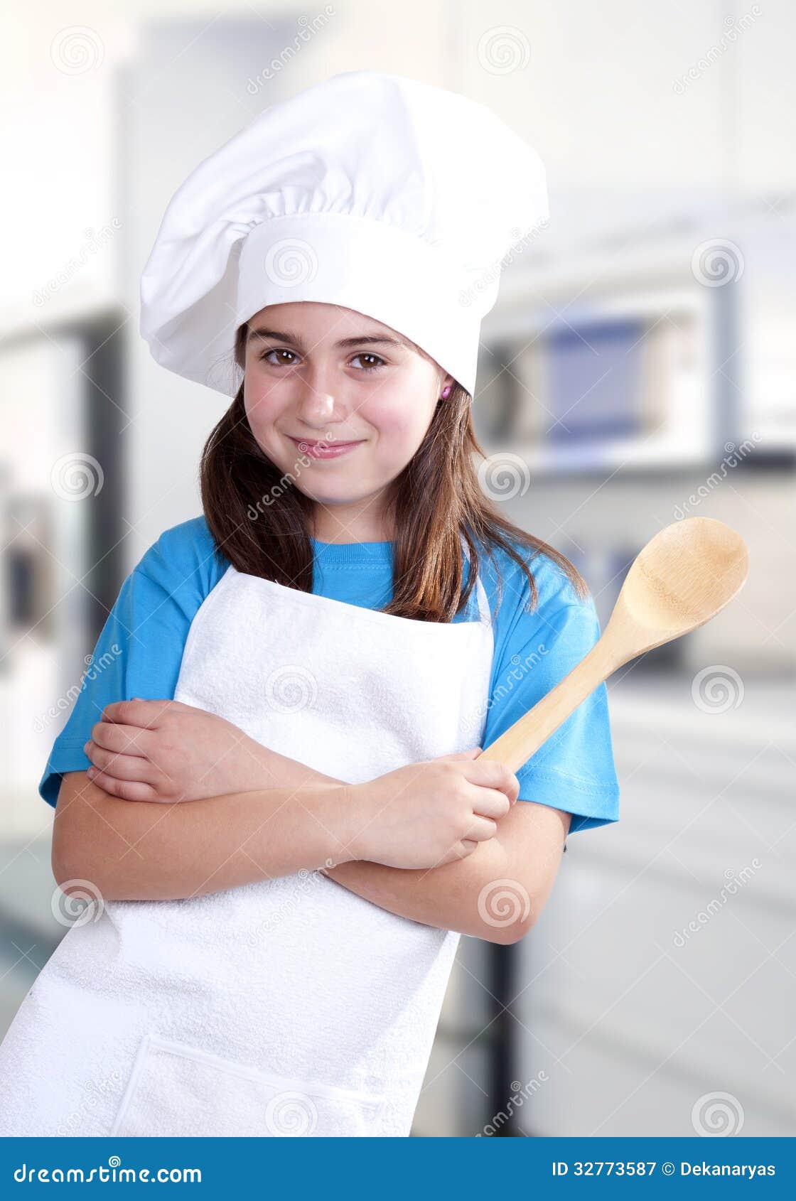 Little Girl Dressed As a Cook Stock Image - Image of cook, face: 32773587