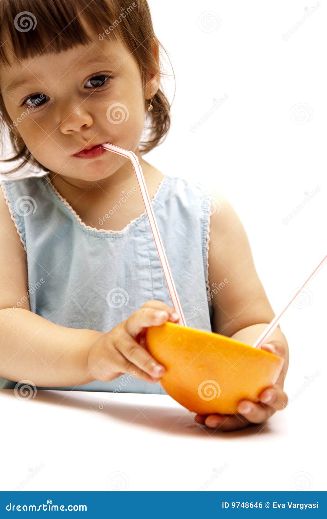 Little Girl Drinking a Grapefruit Juice Stock Photo - Image of bright ...