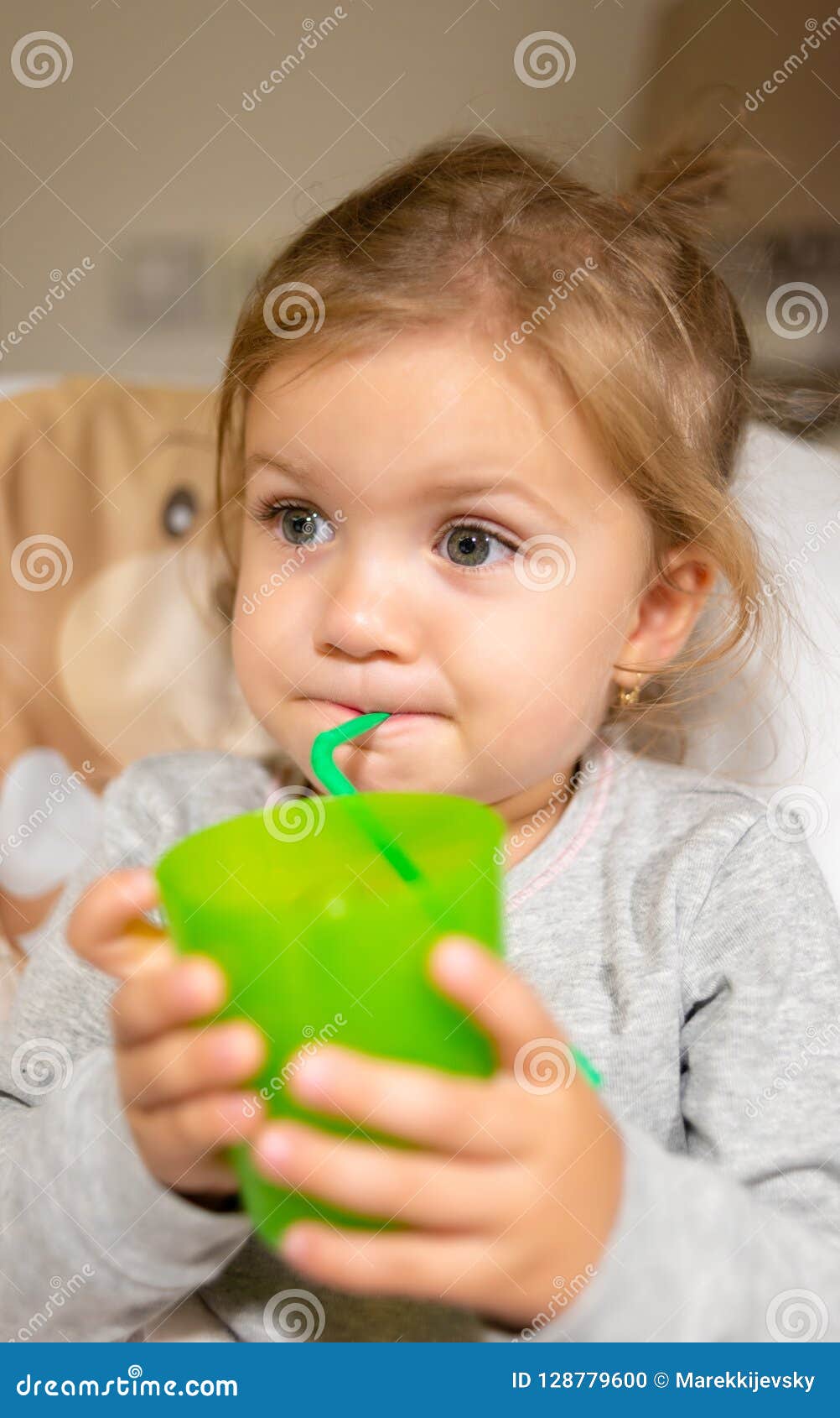 Little Girl is Drinking Tea. Stock Photo - Image of hungry, beauty ...