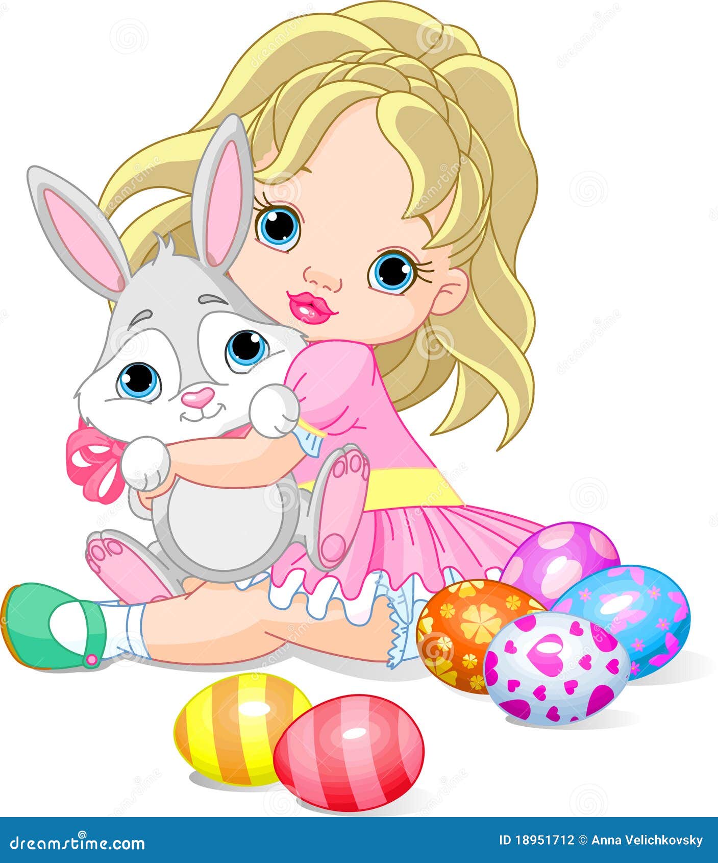 Little Girl and Easter Bunny Stock Vector - Illustration of easter ...