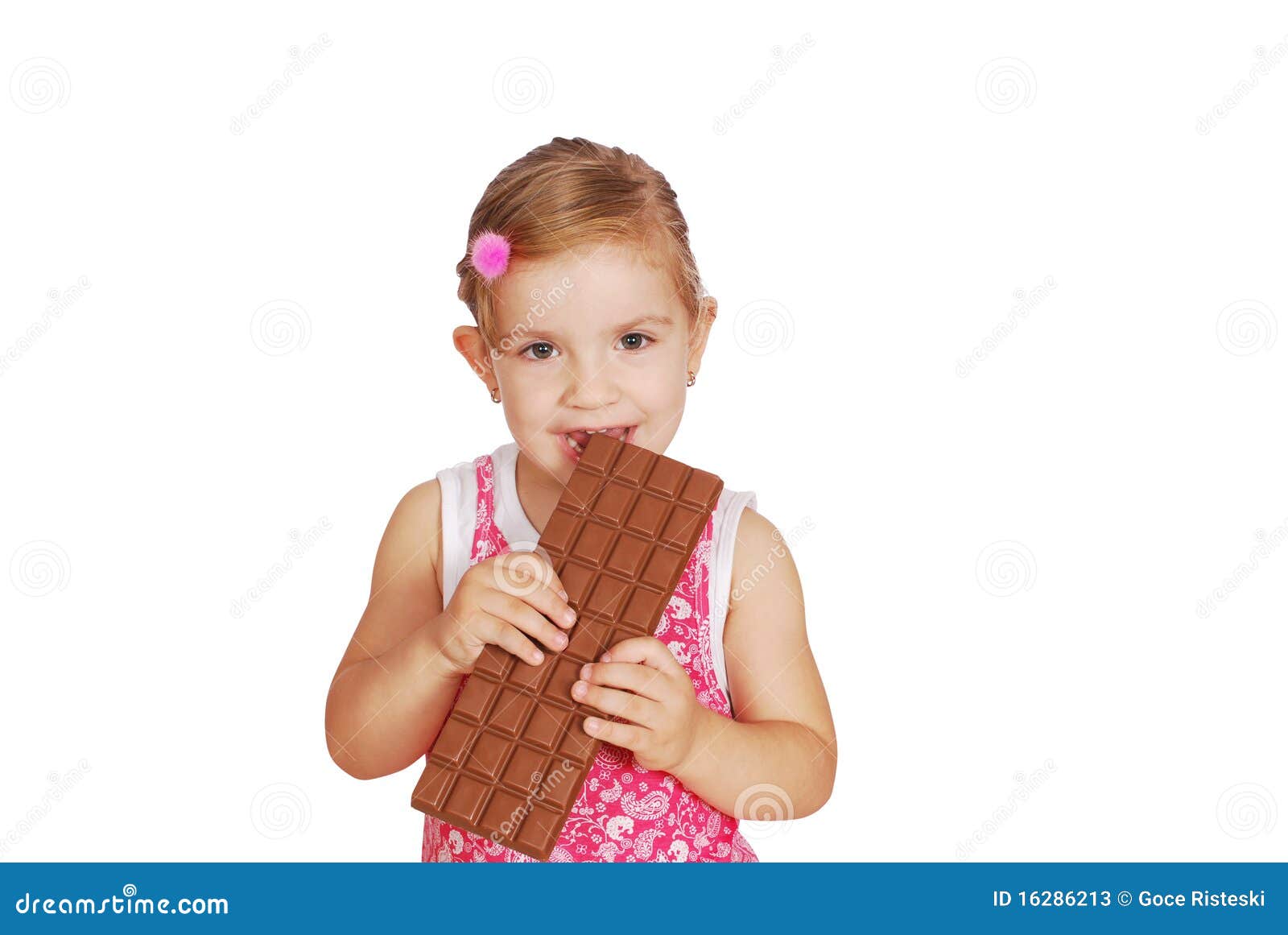 Little Girl Eat Large Chocolate Stock Image - Image of little, female ...