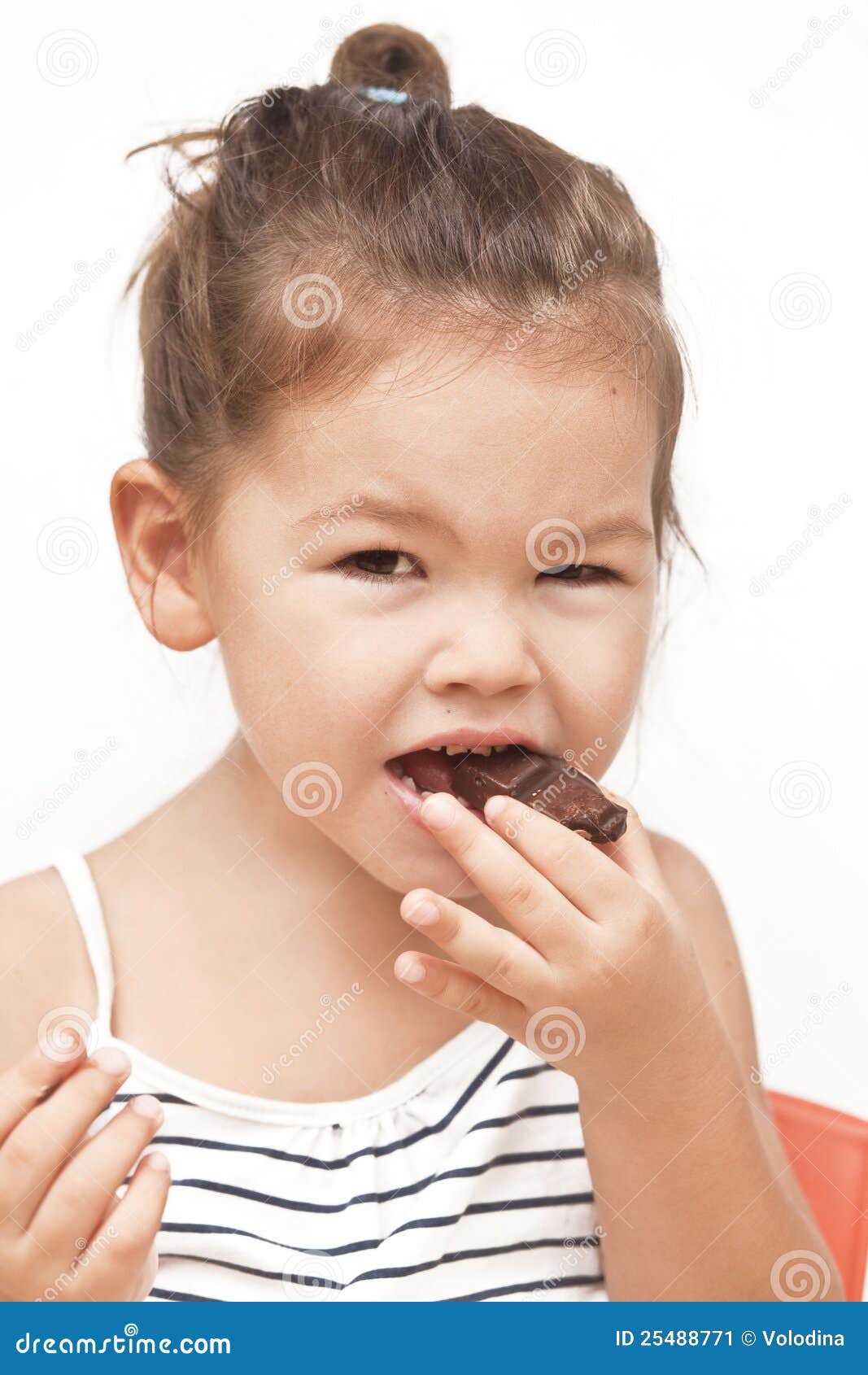 Little Girl Eating Chocolate Stock Image - Image of lips, girl: 25488771