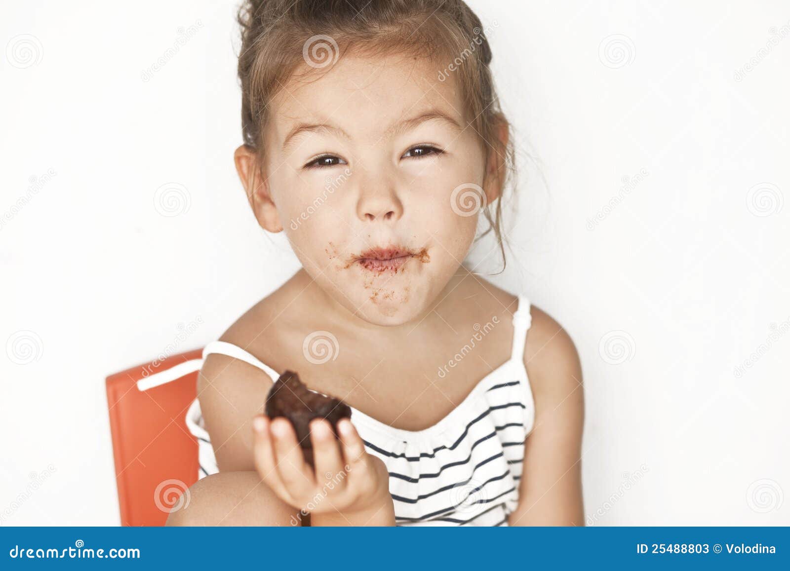 Little Girl Eating Chocolate Stock Image - Image of beautiful, food ...