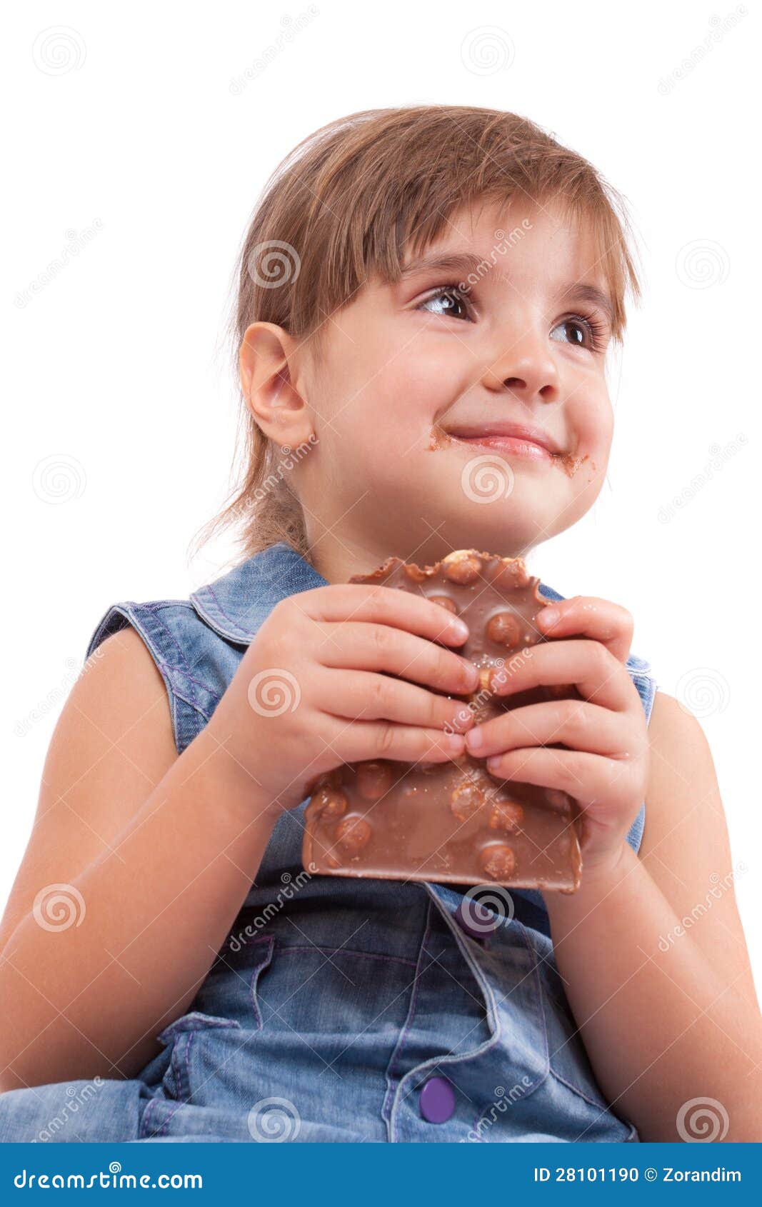 Little Girl Eating Chocolate Stock Photo - Image of dessert, girl: 28101190