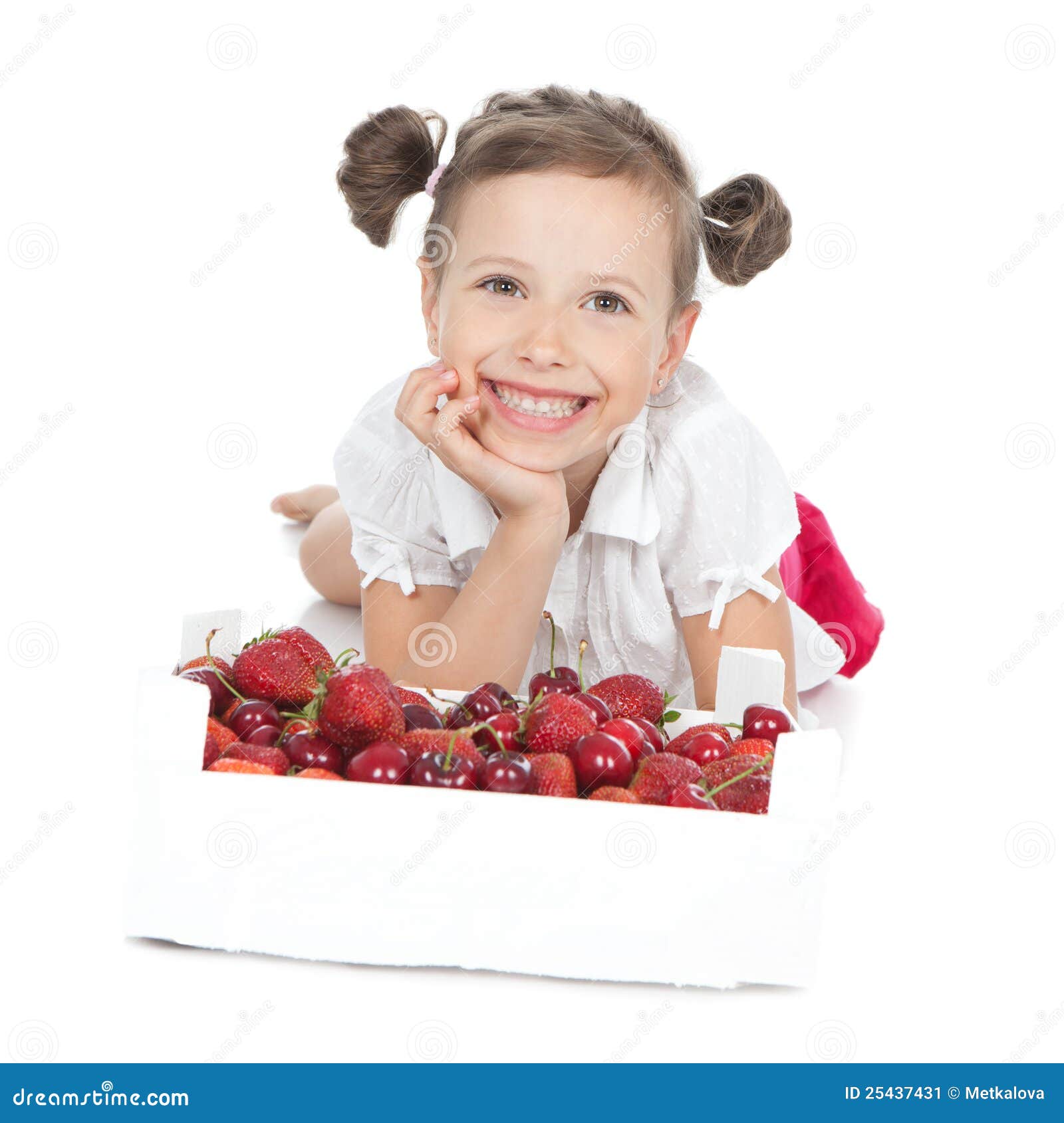 Little Girl Eating Red Fruit on White Stock Image - Image of human ...