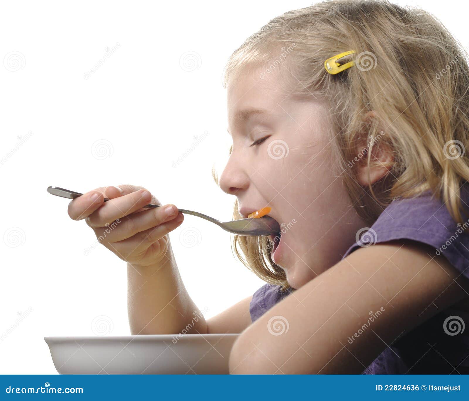 Little girl eating soup stock photo. Image of porridge - 22824636