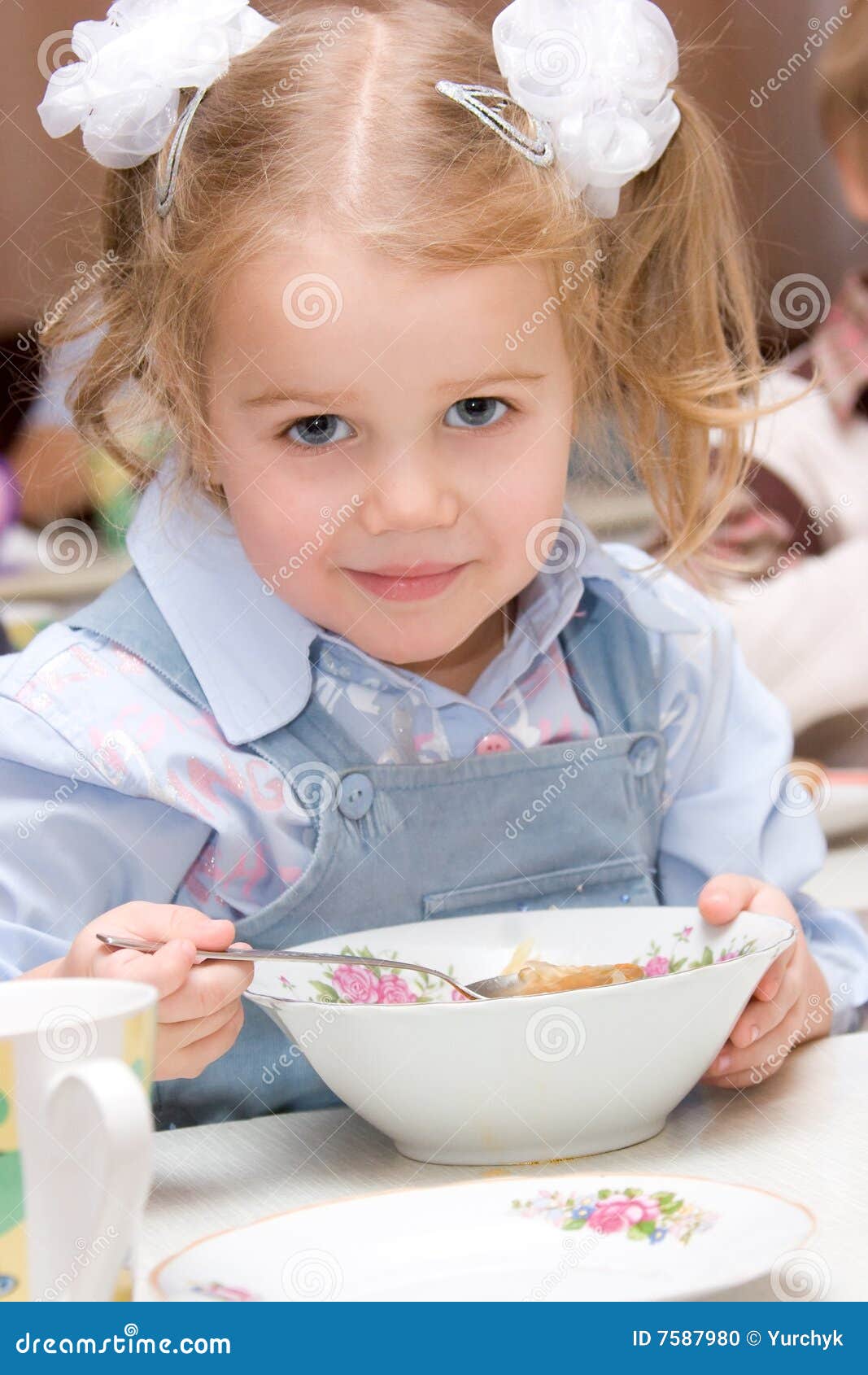 Little girl eating soup stock photo. Image of gourmet - 7587980
