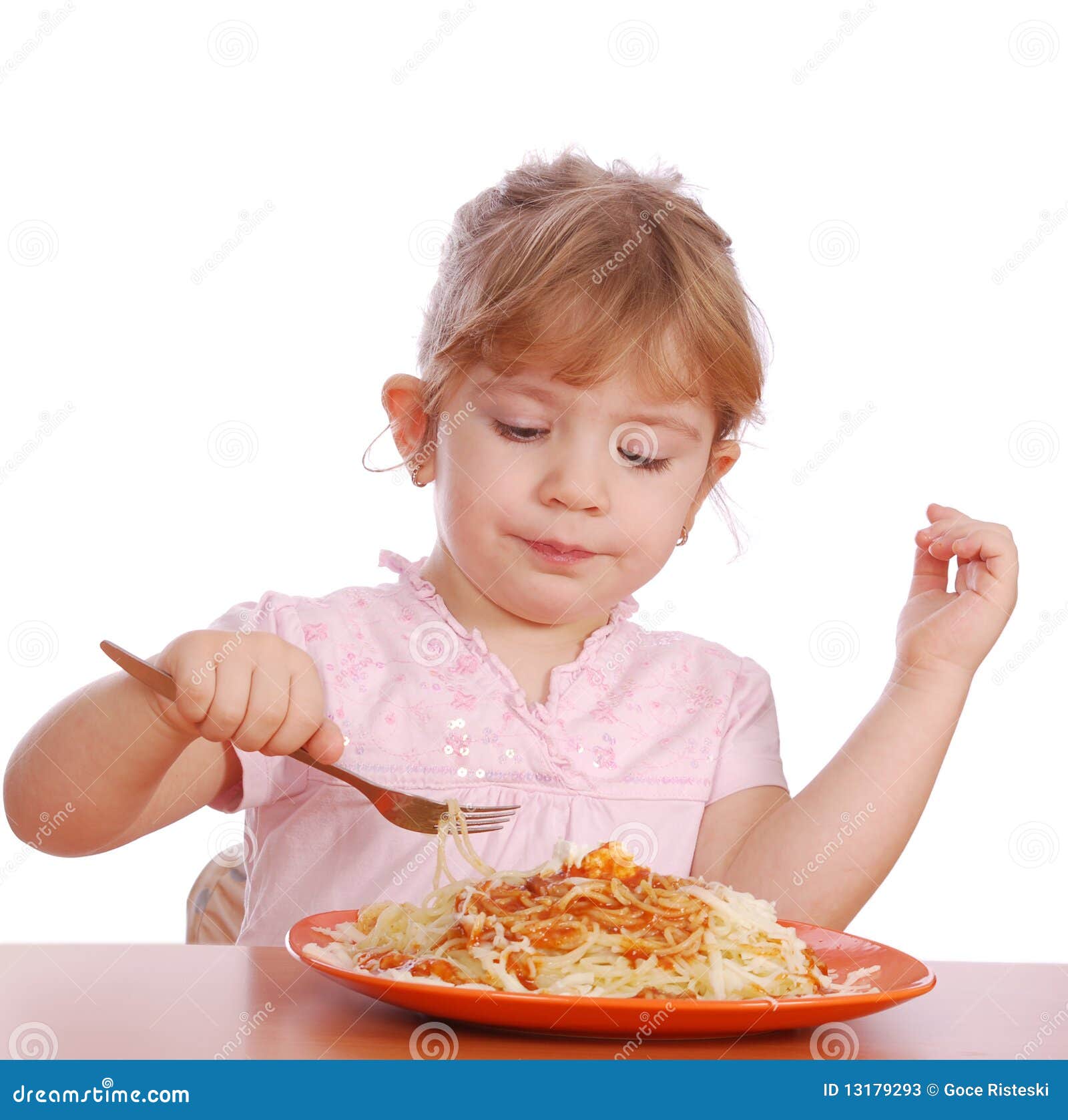 Little Girl Eating Spaghetti Stock Image - Image of people, food: 13179293