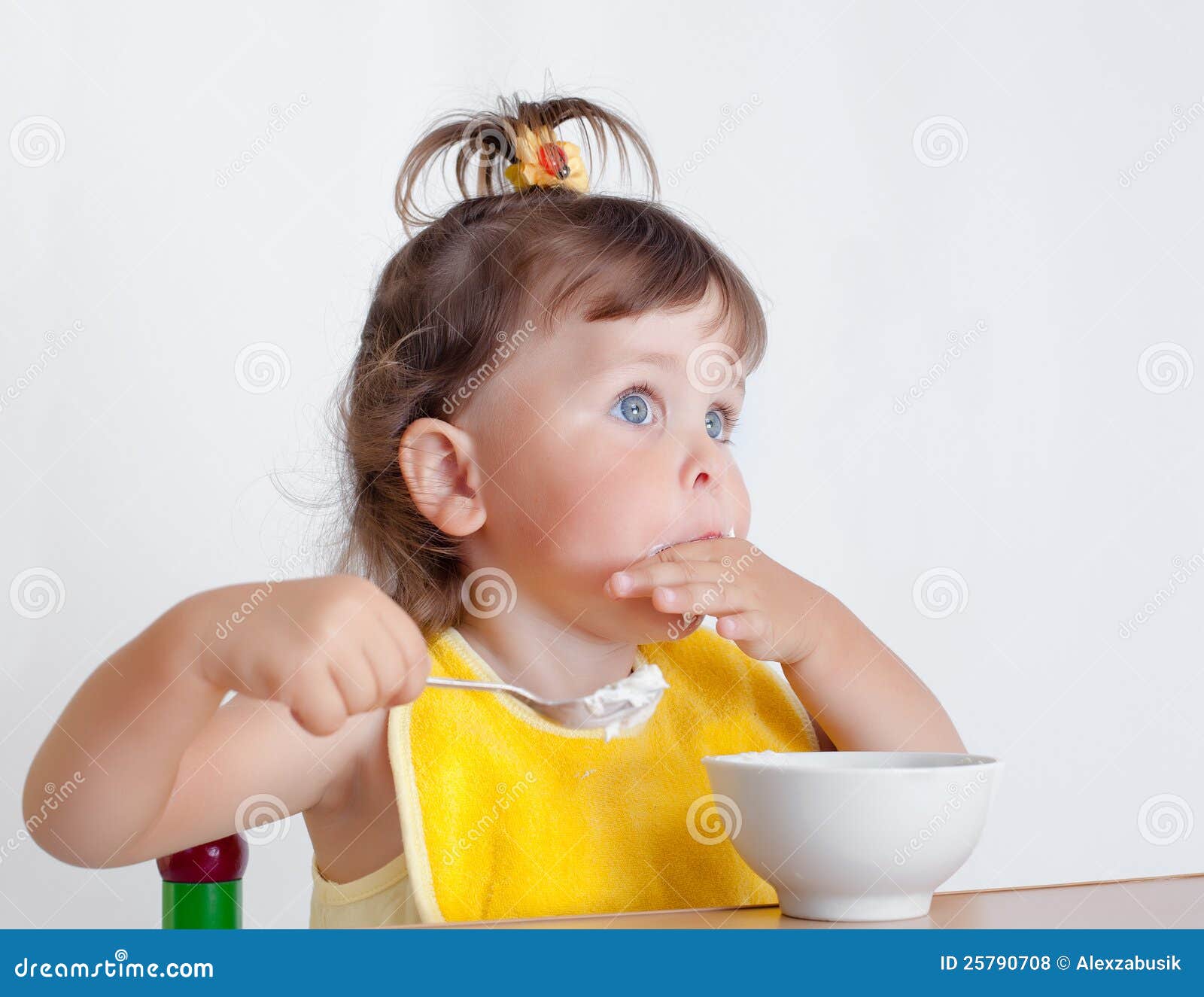Little girl eats stock photo. Image of beautiful, caucasian - 25790708