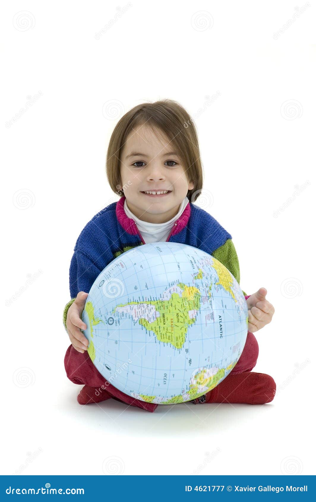 Little Girl Embracing the World Globe Stock Image - Image of global ...