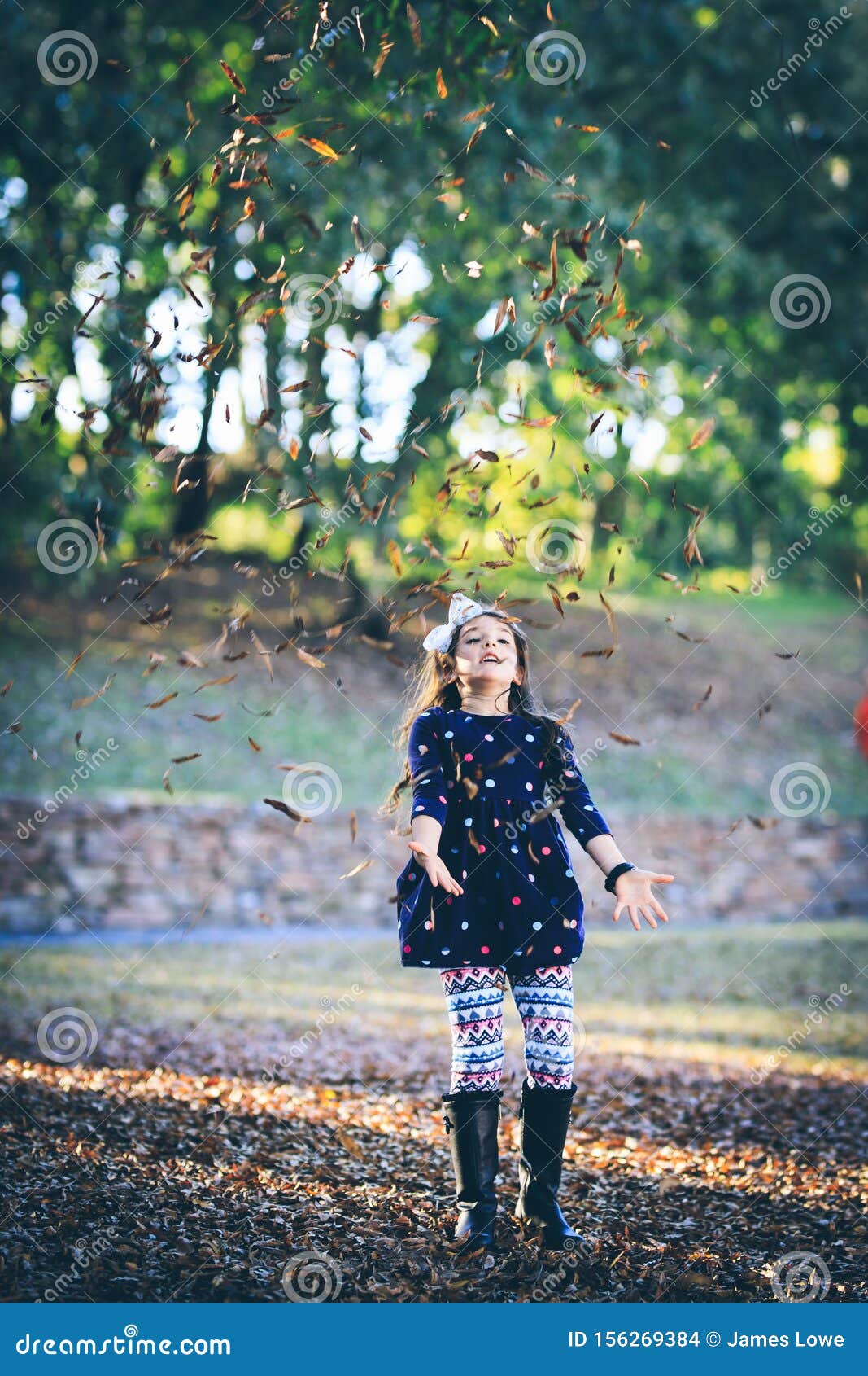 Little girl enjoying fall stock photo. Image of daughter - 156269384
