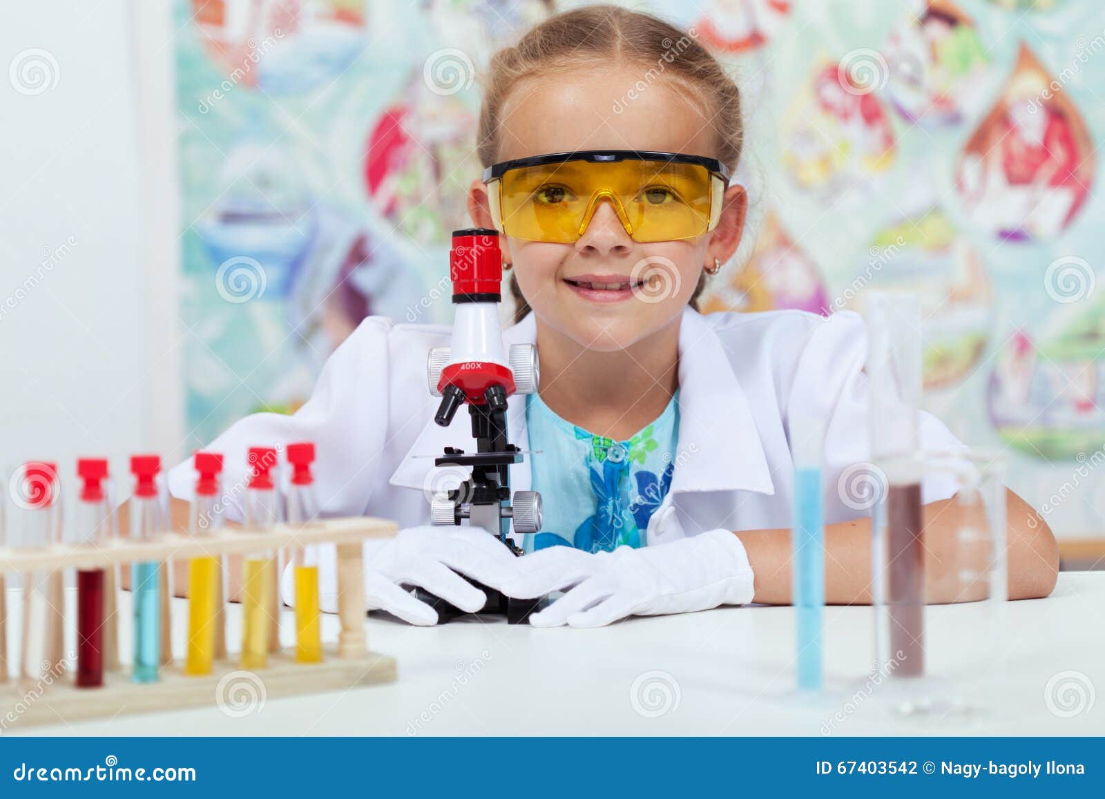 Little Girl Experimenting in Elementary Science Class Stock Photo ...