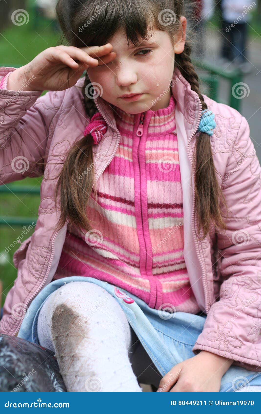 Little Girl Fall Down Crying Stock Image - Image of face, miserable ...