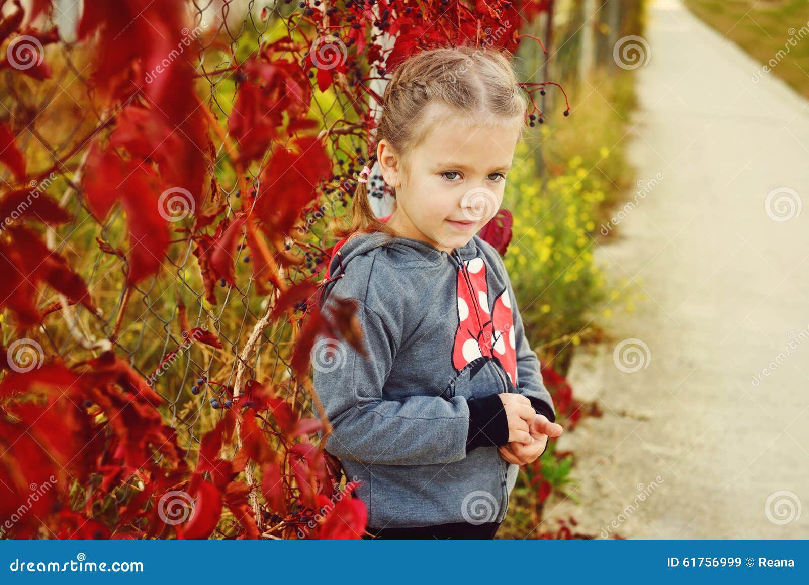 Little girl in fall stock image. Image of infant, nature - 61756999
