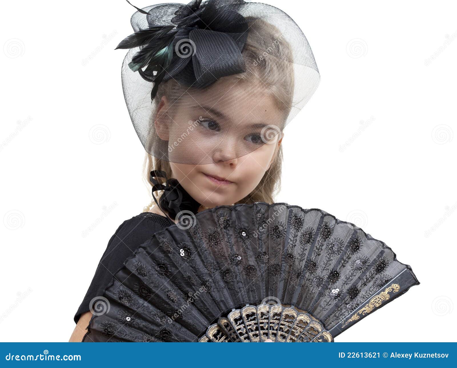 Little girl with a fan stock image. Image of people, imagination - 22613621
