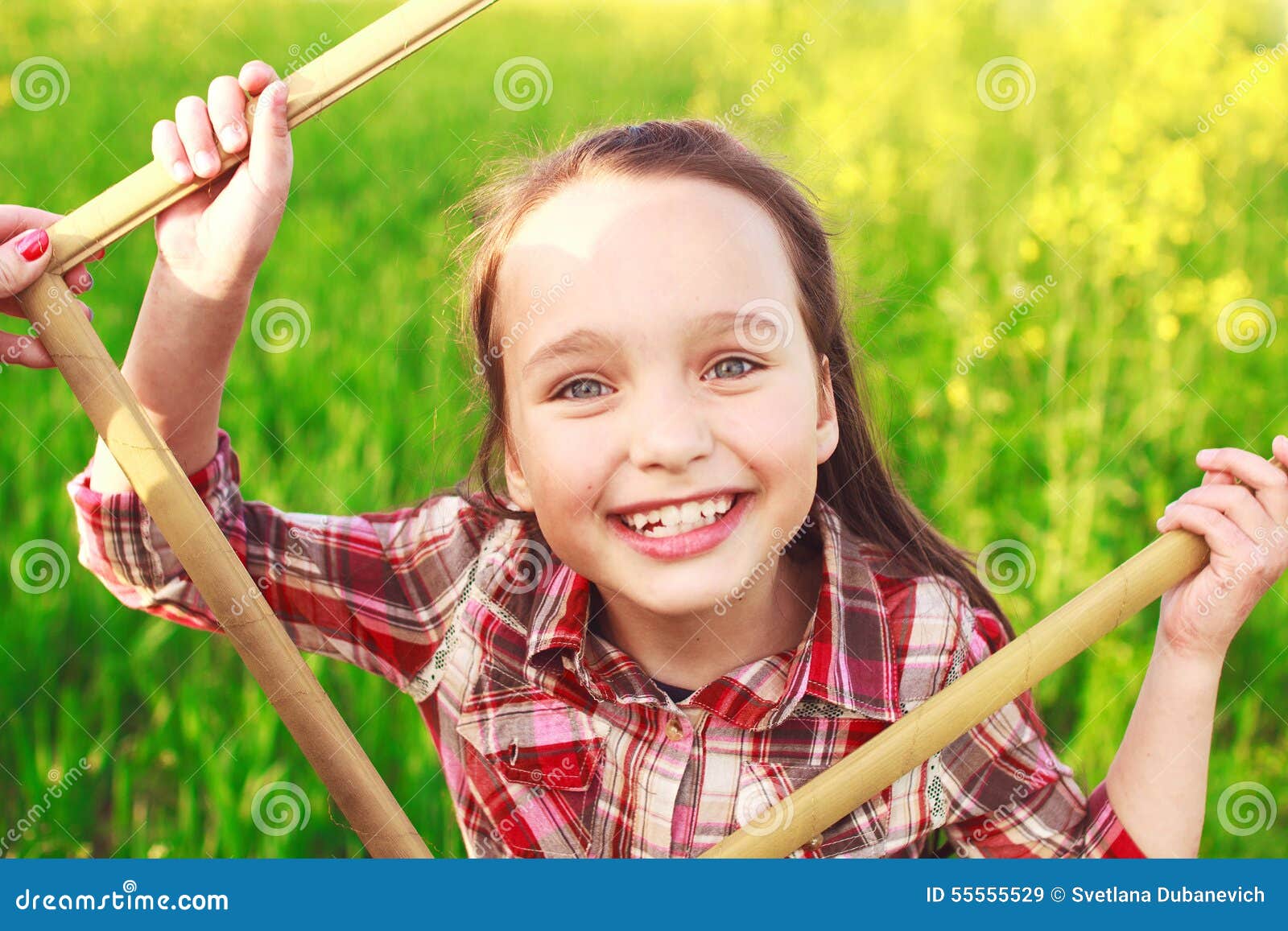 Little girl in the field stock image. Image of people - 55555529