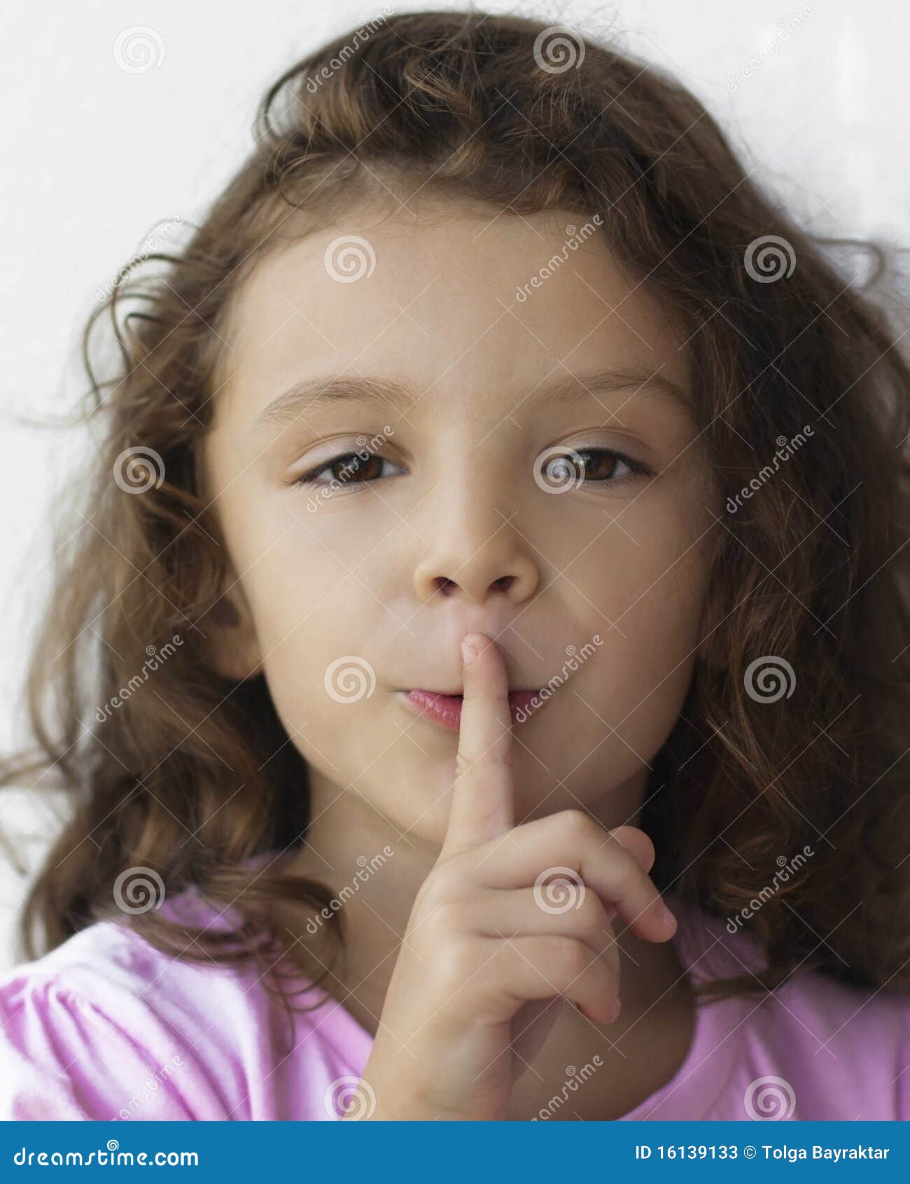 Little Girl with Finger on Lips Stock Image - Image of finger, close ...