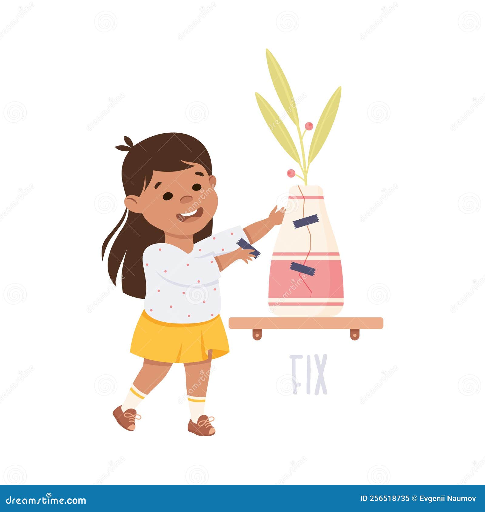 Little Girl Fixing Broken Vase Demonstrating Vocabulary and Verb ... Little Girl Fixing Broken Vase Demonstrating Vocabulary and Verb ...