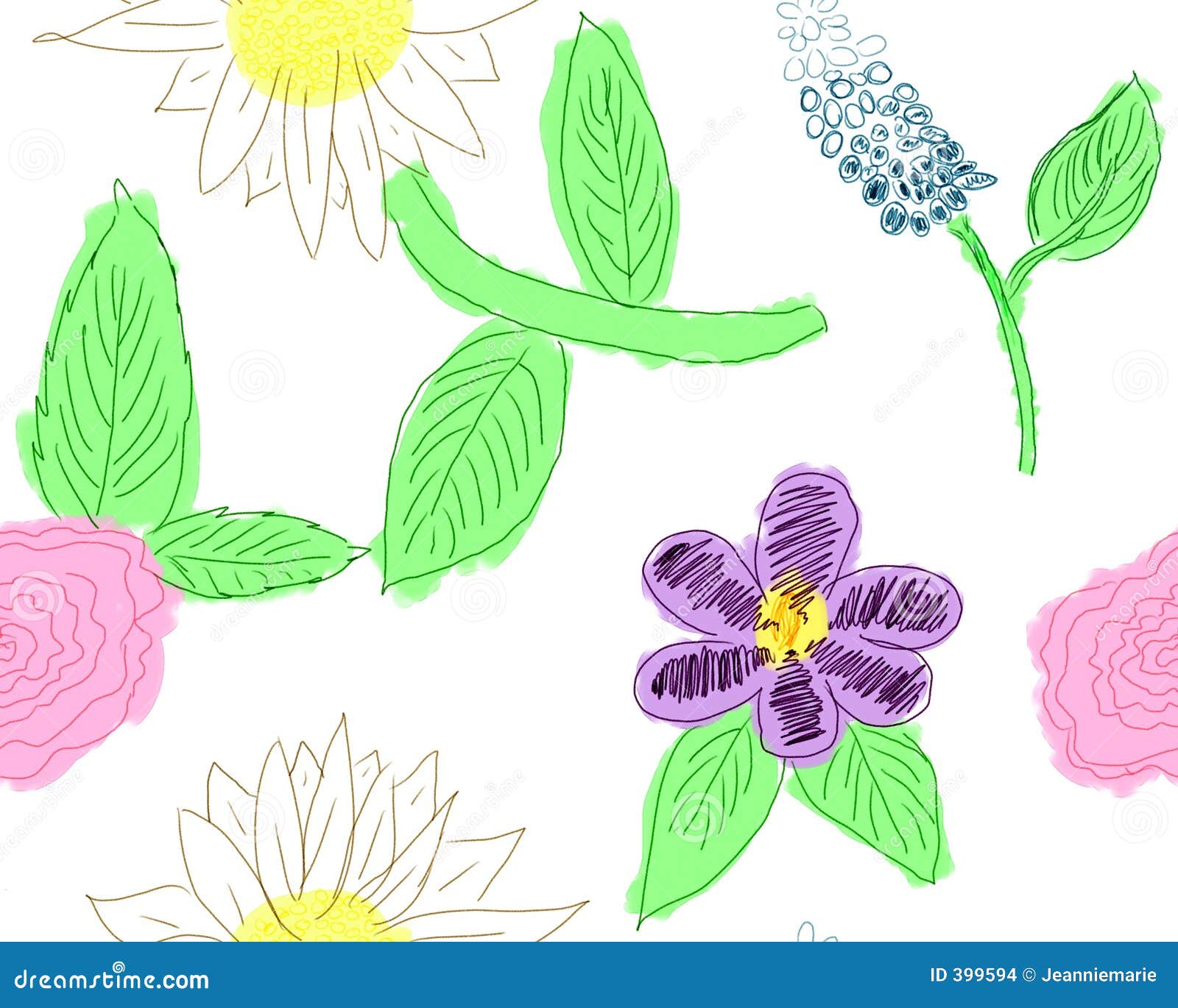 Little Girl Flower Pattern stock illustration. Illustration of flowers ...