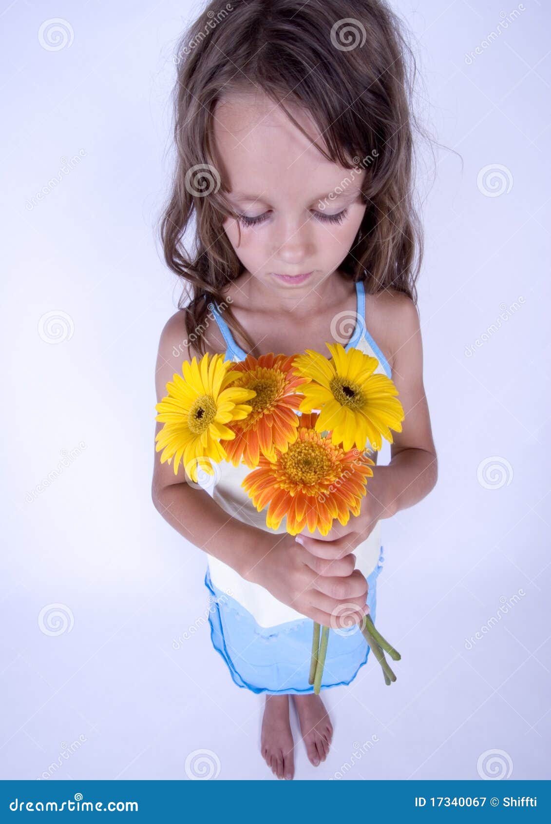 Little girl with flowers stock image. Image of cute, happy - 17340067
